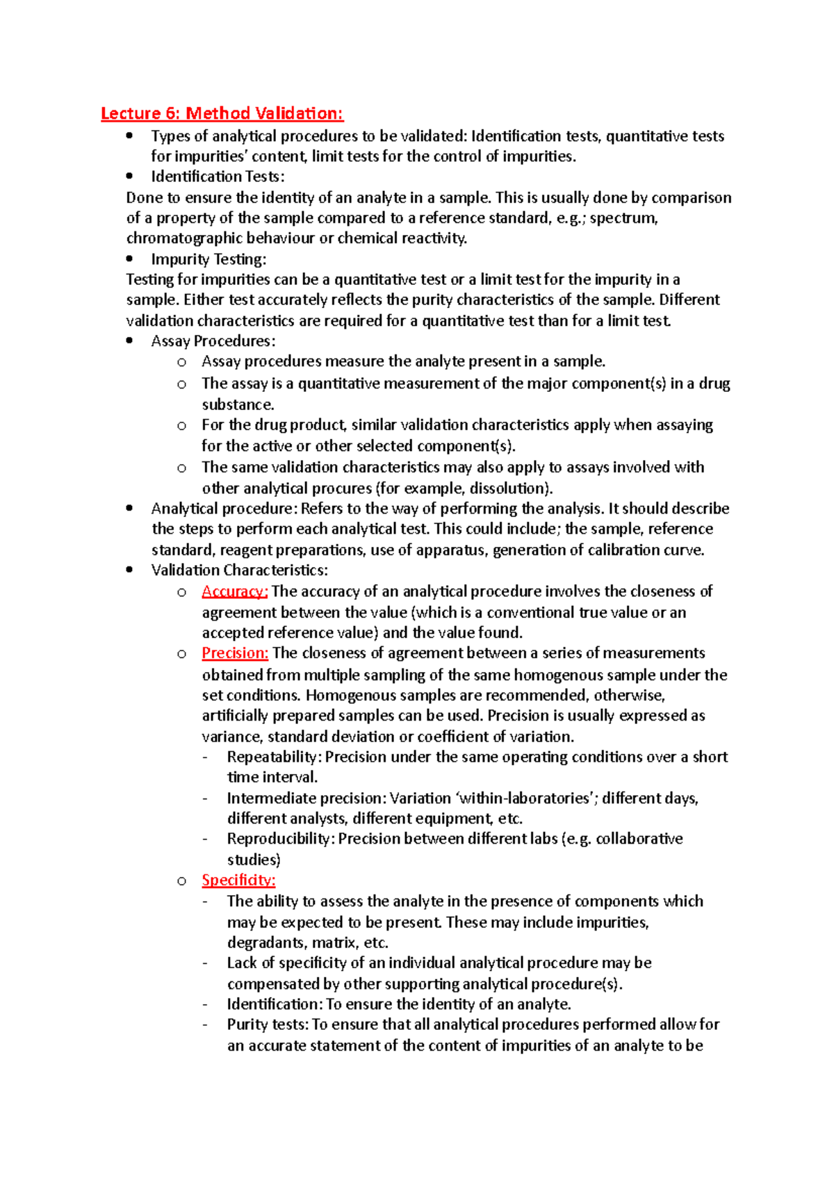 Lecture 6 Lecture 6 Method Validation Types Of Analytical Procedures To Be Validated StuDocu lecture-6-lecture-6-method-validation-types-of-analytical-procedures-to-be-validated-studocu