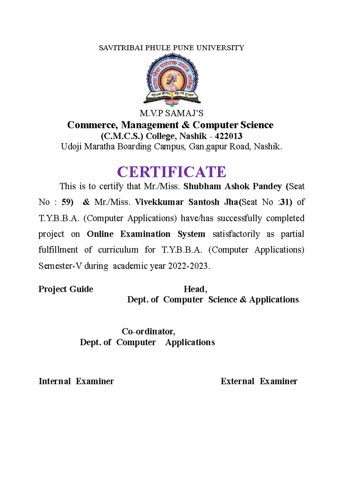 Online (Autosaved) - SAVITRIBAI PHULE PUNE UNIVERSITY M.V SAMAJ’S ...