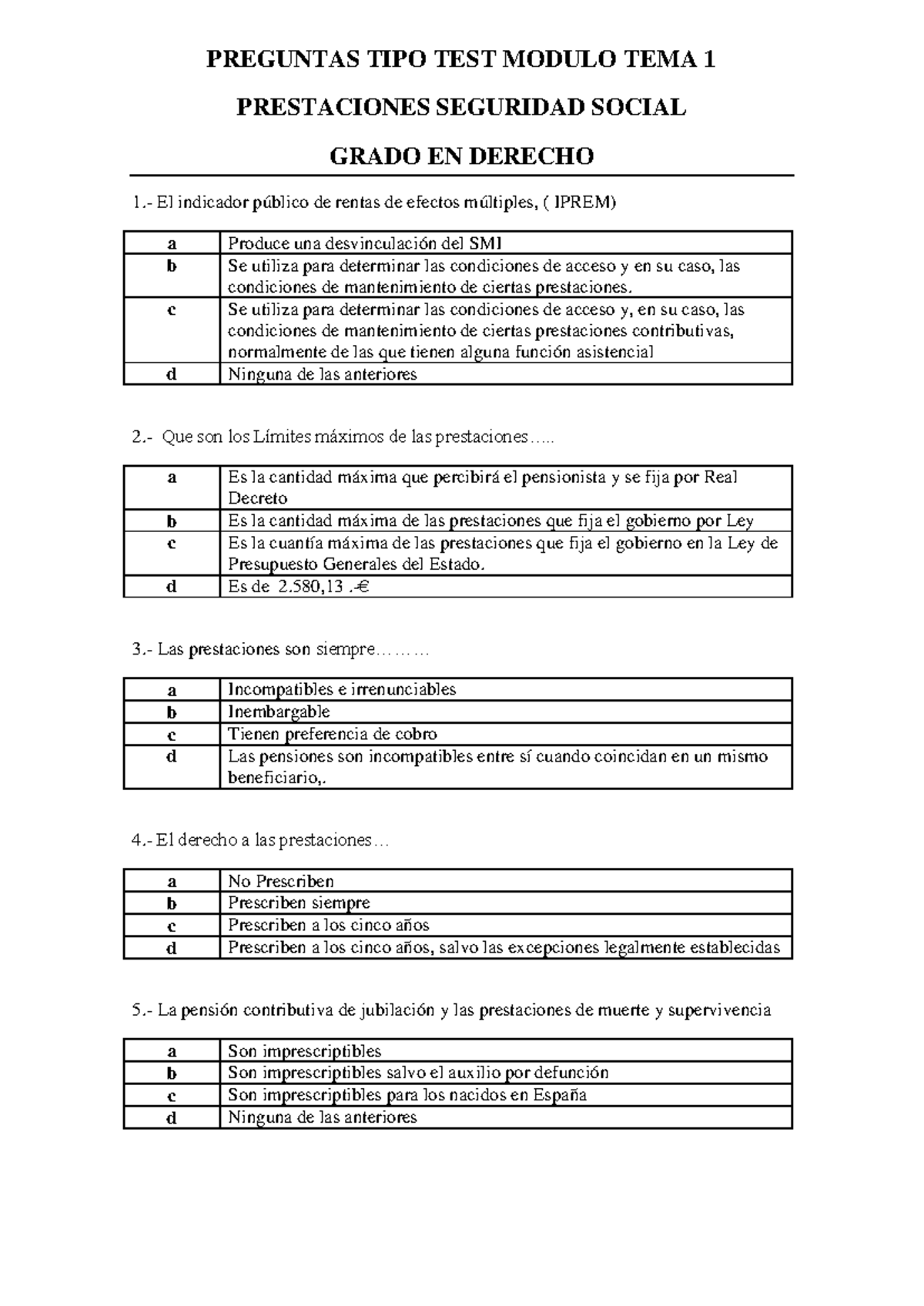 P2 TEST Modulo I - PREGUNTAS TIPO TEST MODULO TEMA 1 PRESTACIONES ...