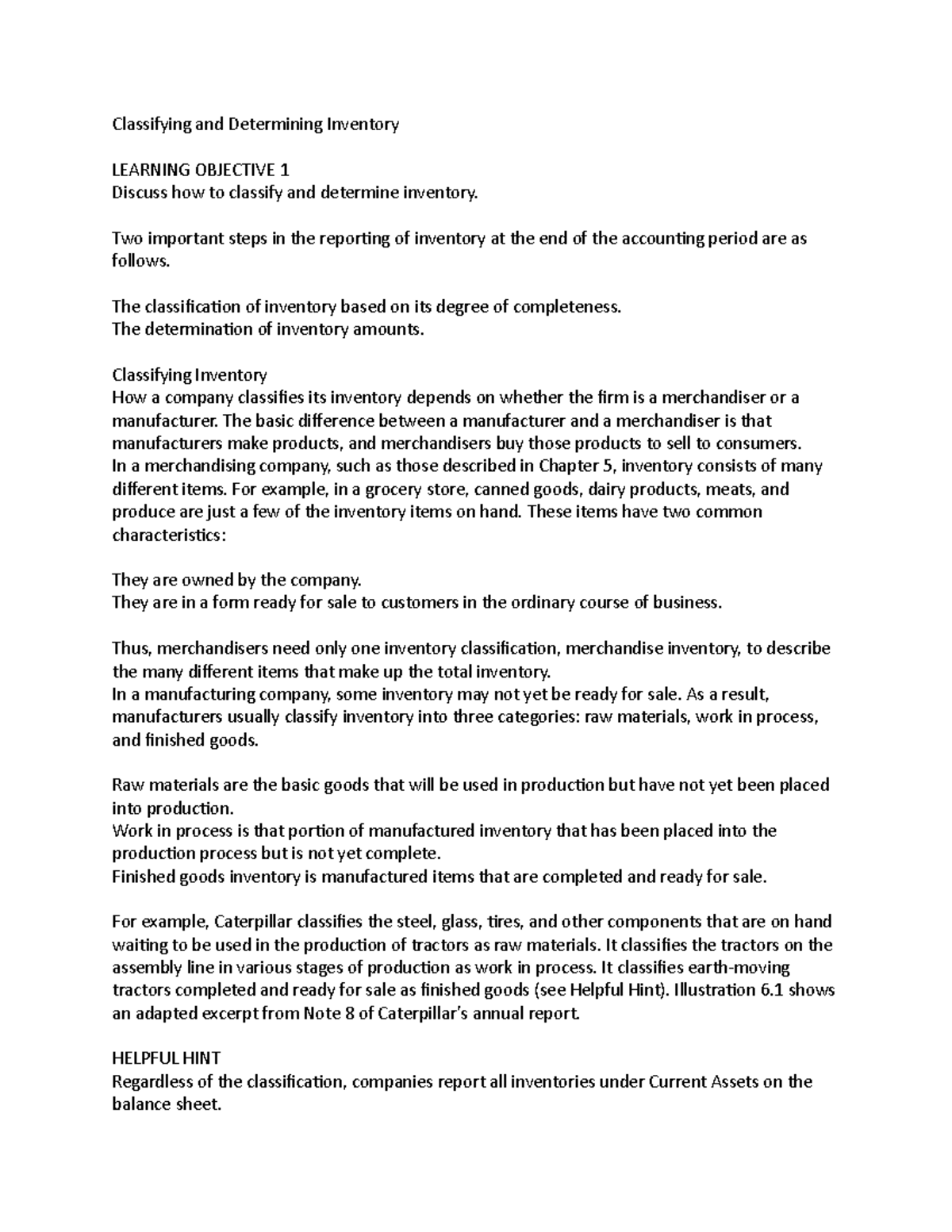 Classifying and Determining Inventory - Classifying and Determining ...