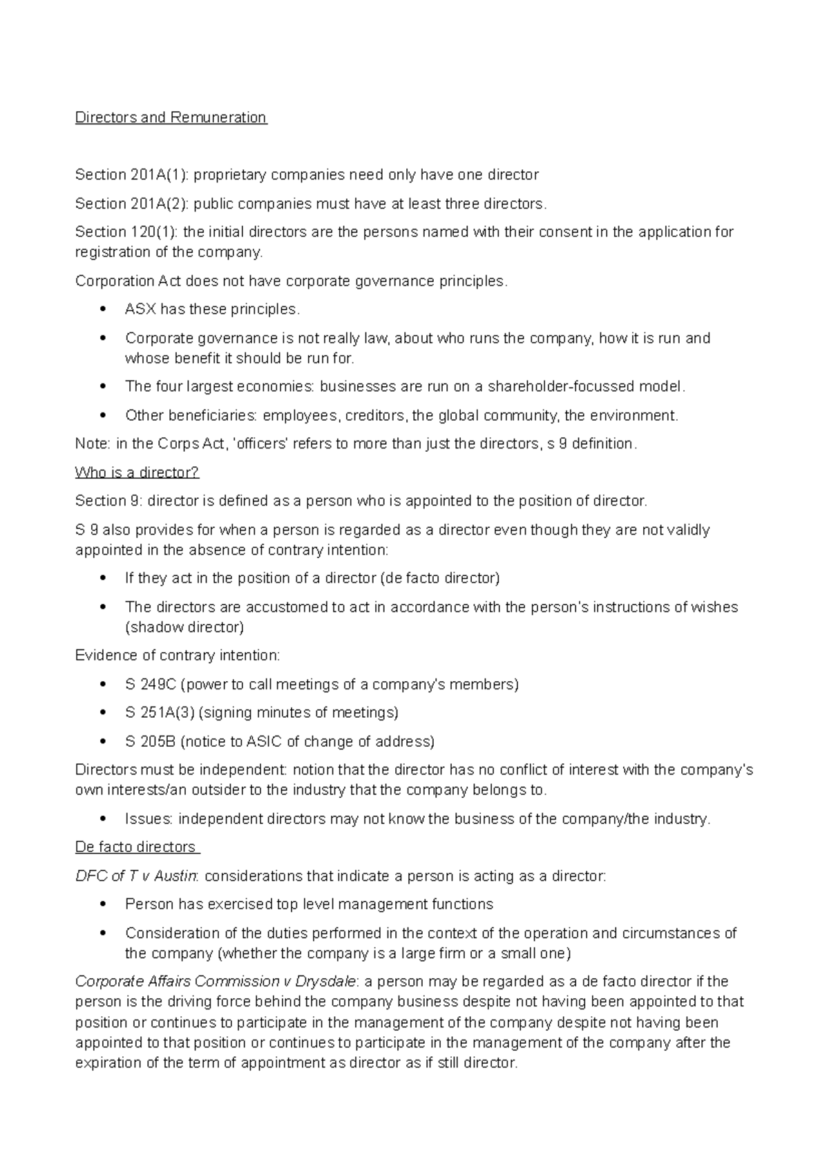 Directors and remuneration - Directors and Remuneration Section 201A(1 ...