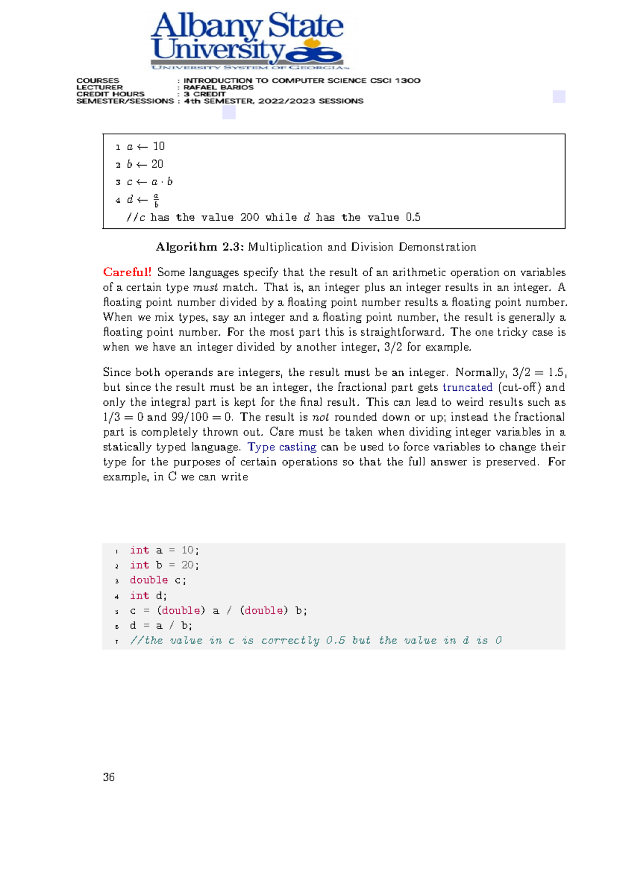 Computer Science One 20230414 213409-8 - 1 a ← 10 2 b ← 20 3 c ← a · b ...