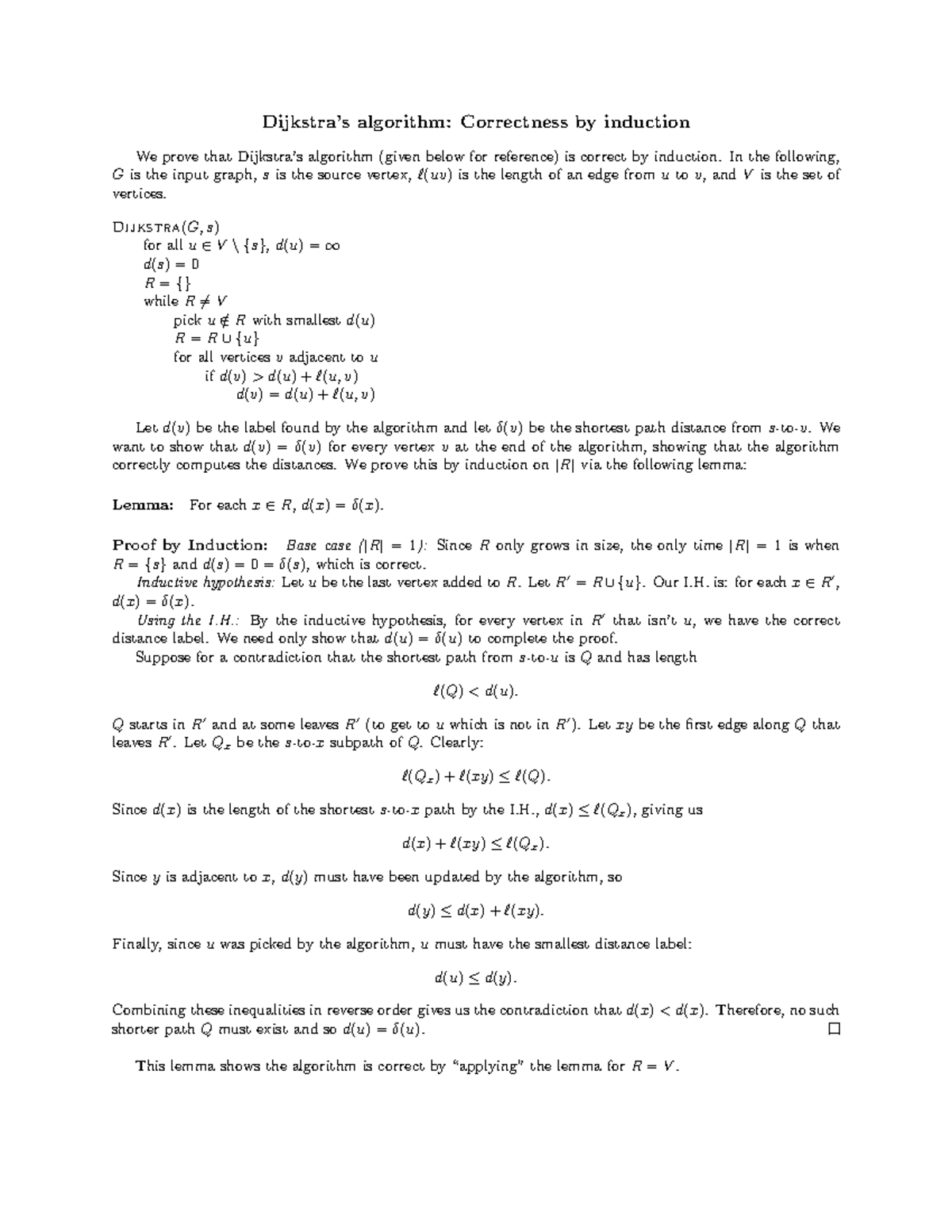 Dijkstra Proof Dijkstra S Algorithm Proof Dijkstra S Algorithm Correctness By Induction We