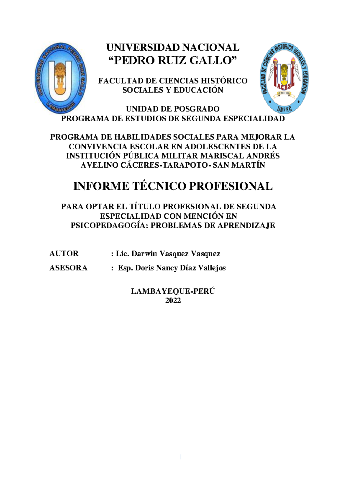 Trabajo Académico Darwin Vasquez-03-02-2023 - I UNIVERSIDAD NACIONAL “PEDRO RUIZ GALLO” FACULTAD ...