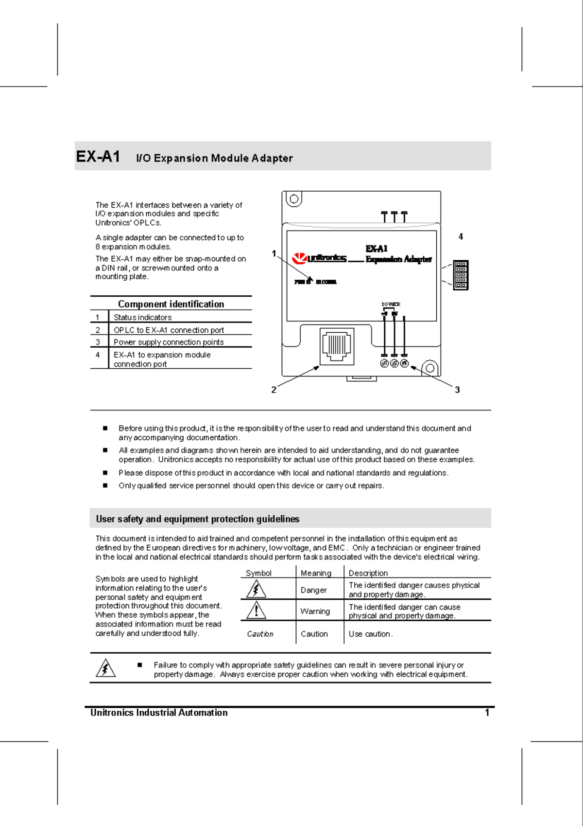 EX-A1 12-24VDC - Datasheet - EX-A1 I/O Expansion Module Adapter The EX ...