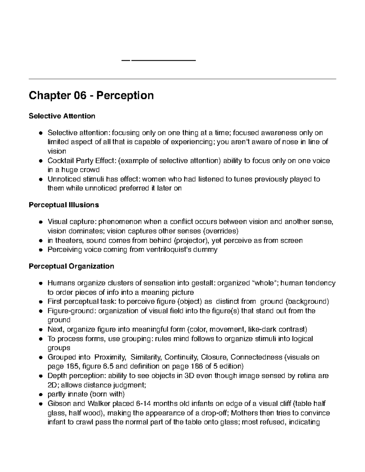 Chapter 06 - Perception - Chapter 06 - Perception Selective Attention ...