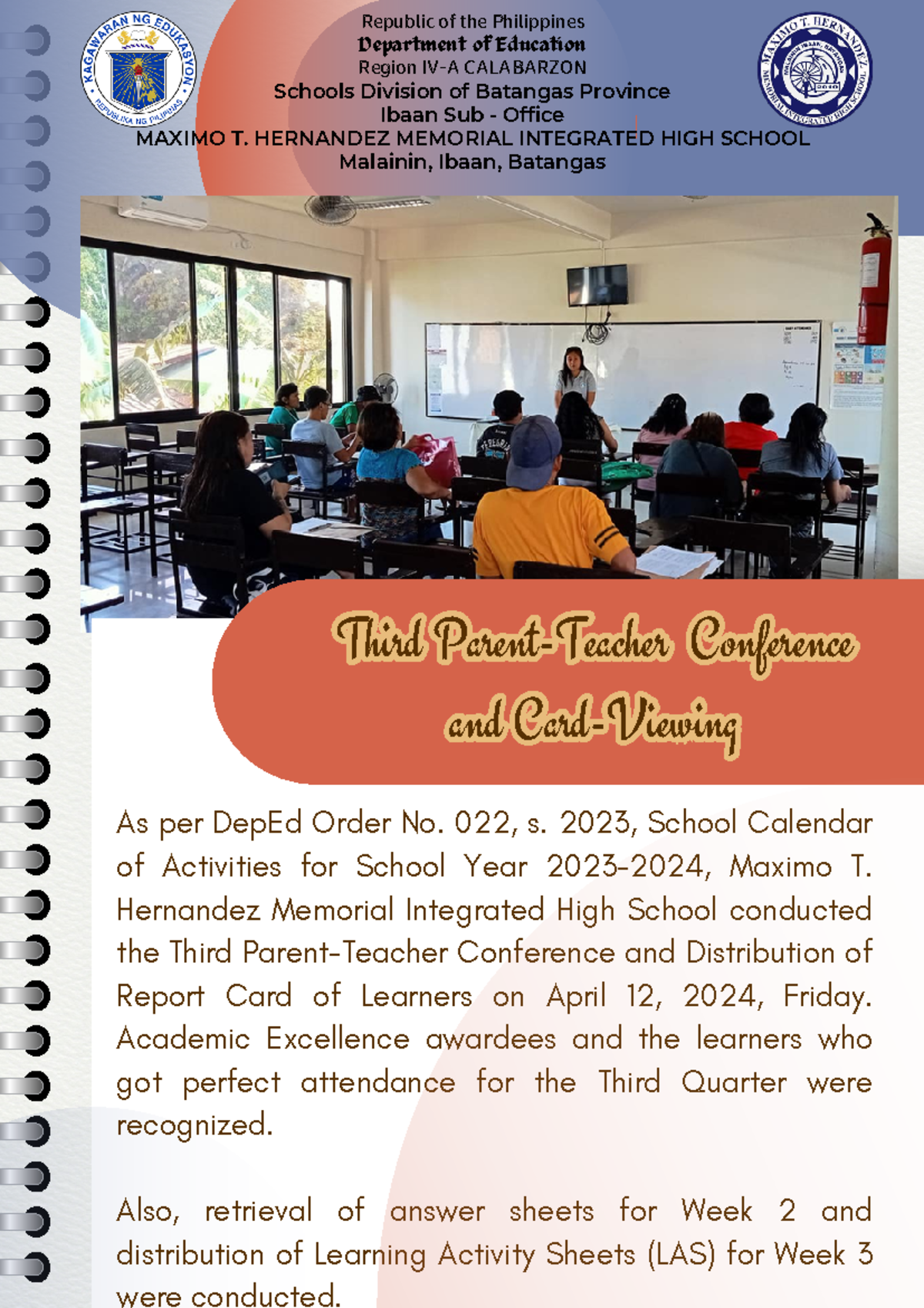 Third PTC - Narrative Report - Third Parent-Teacher Conference and Card ...