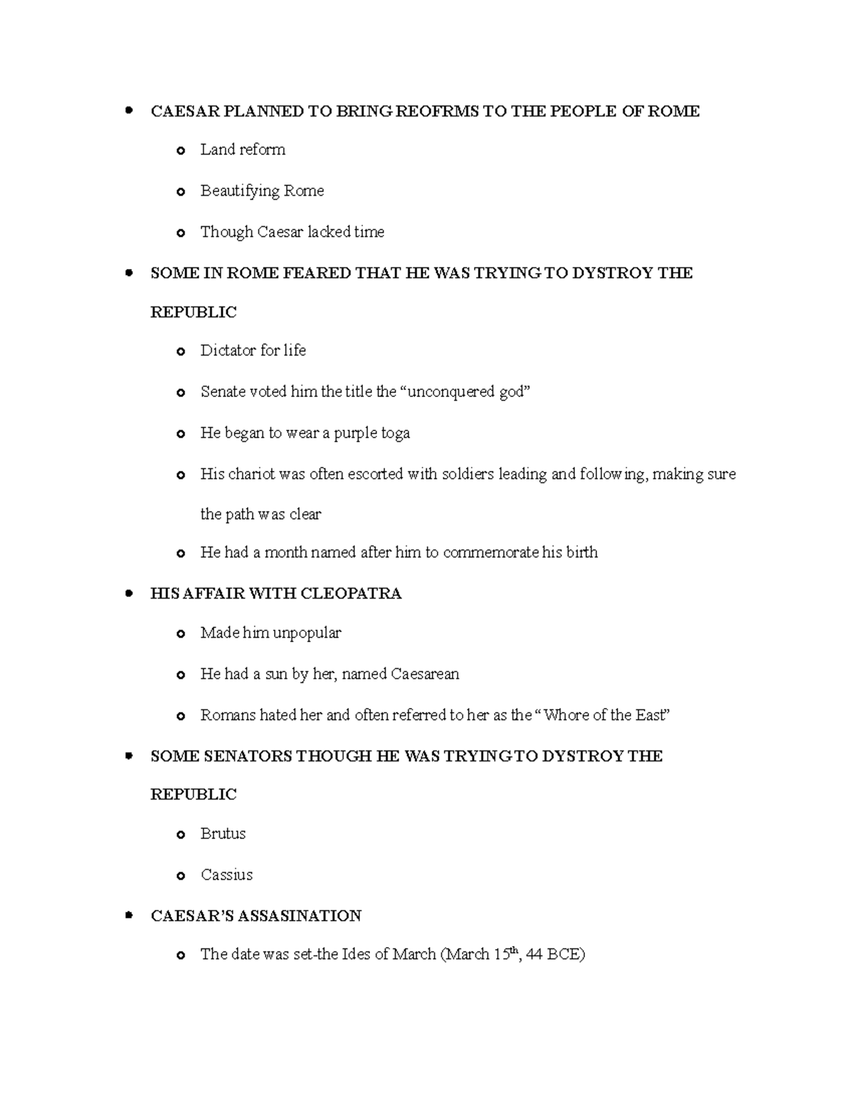 10-10-22 HIS-111 - History 111 lecture notes - CAESAR PLANNED TO BRING ...