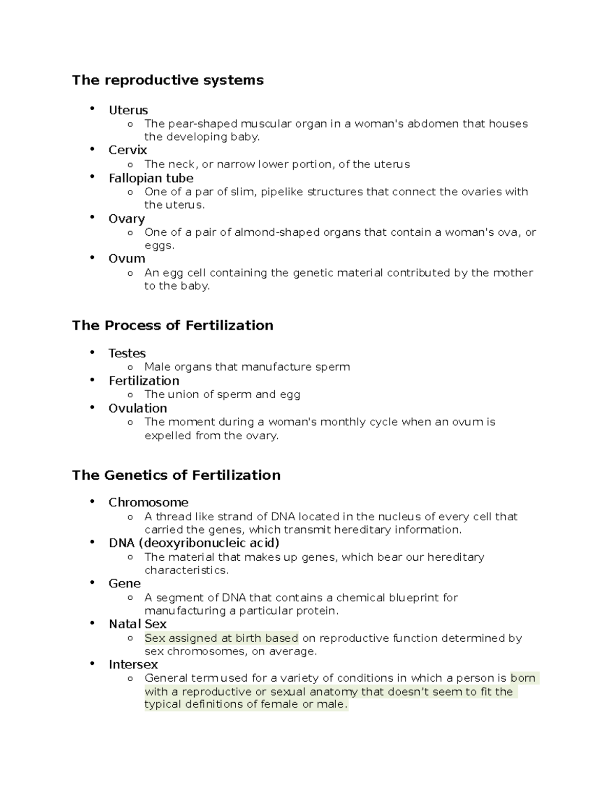 Prenatal Development, Pregnancy, and Birth - The reproductive systems ...