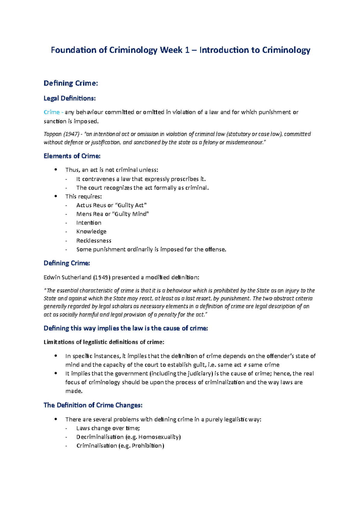 Foundation of Criminology Week 1 -Introduction to Criminology ...