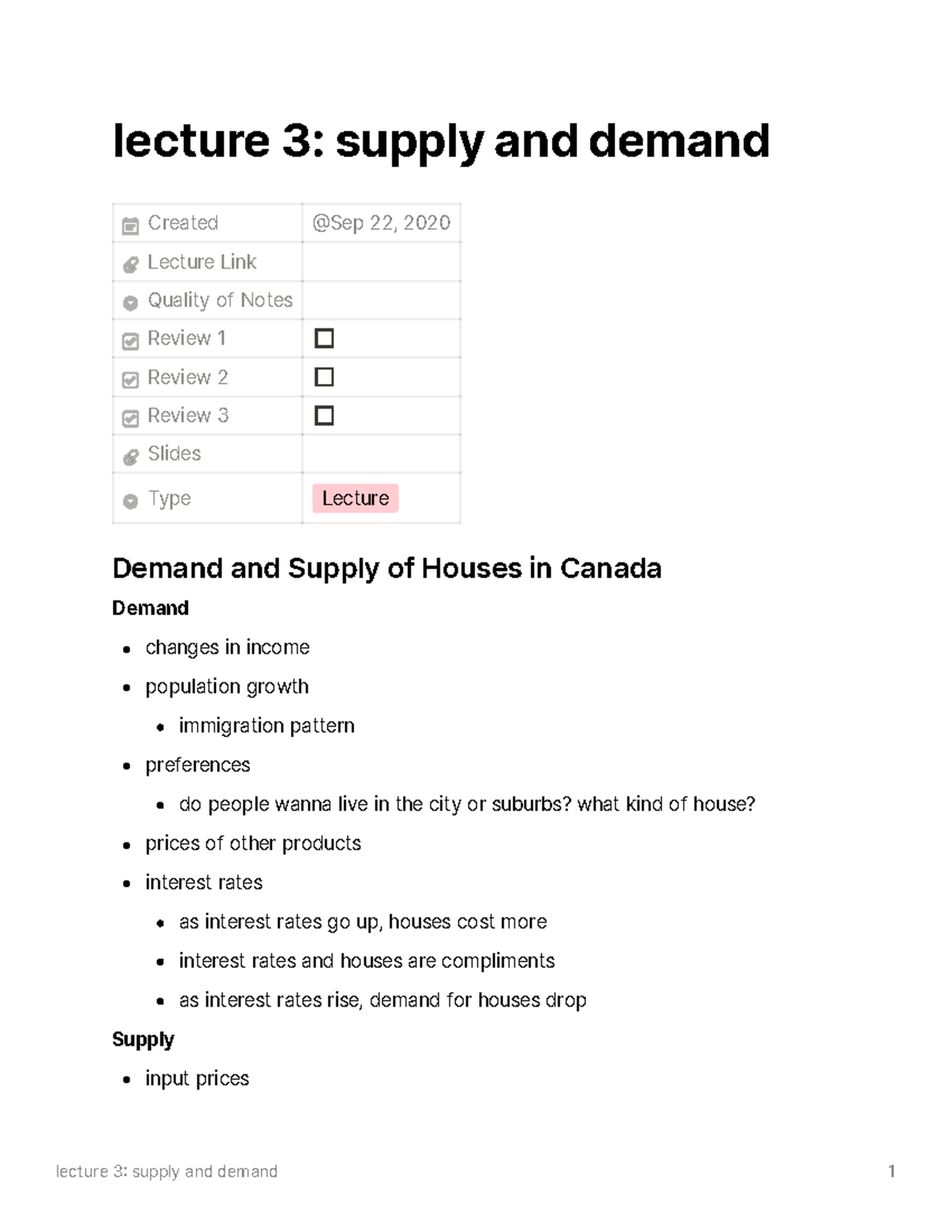 Lecture 3 supply and demand - lecture 3: supply and demand Created ...