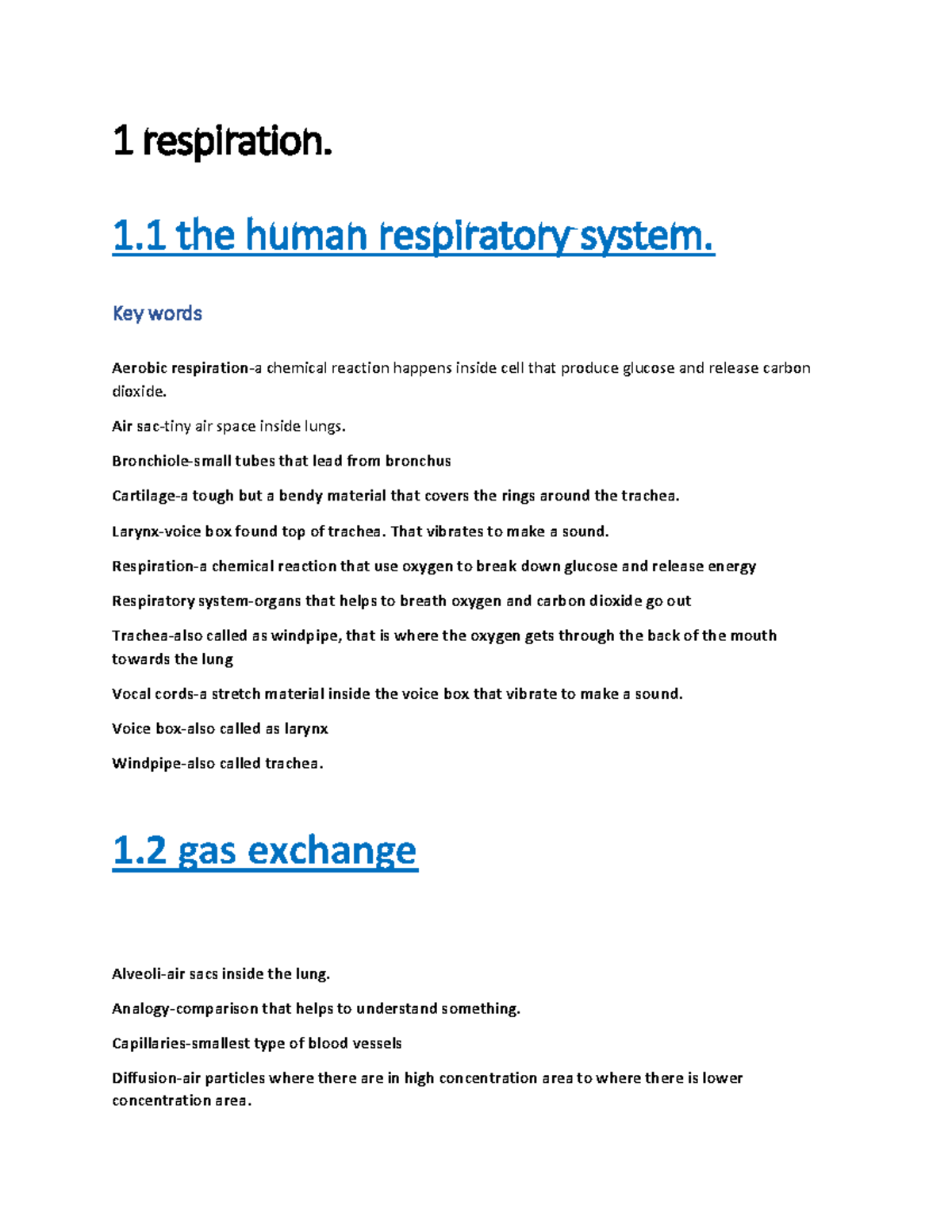 1 respiration - gggg - 1 respiration. 1 the human respiratory system ...