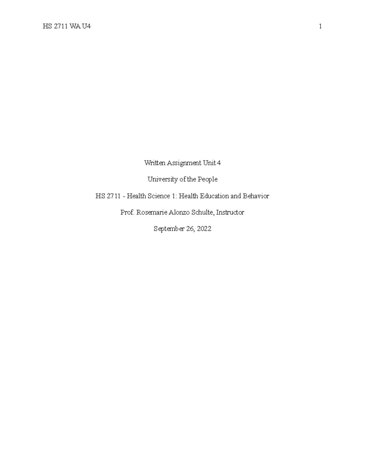 HS 2711 Written Assignment Unit 4 - Written Assignment Unit 4 ...