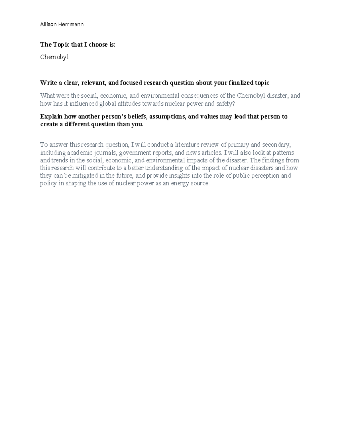 Allison Herrmann History - Allison Herrmann The Topic that I choose is ...