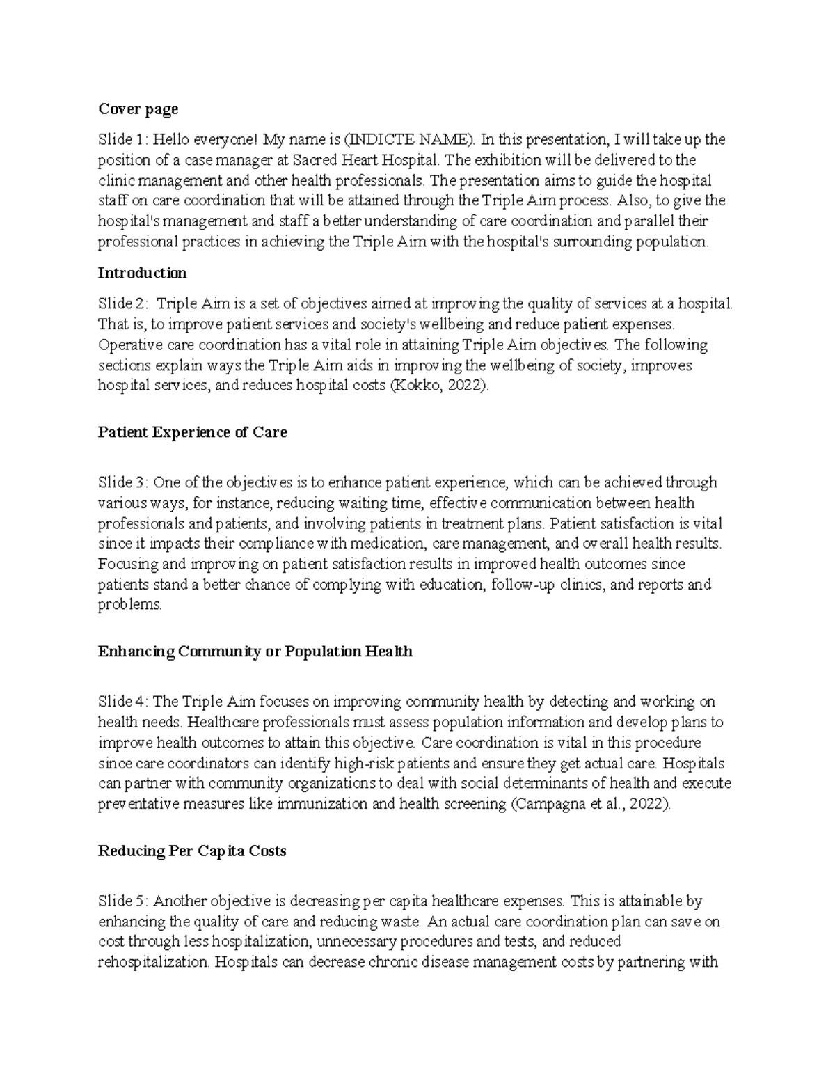 NURS-FPX6612 NAME Assessment 1 - Cover page Slide 1: Hello everyone! My ...