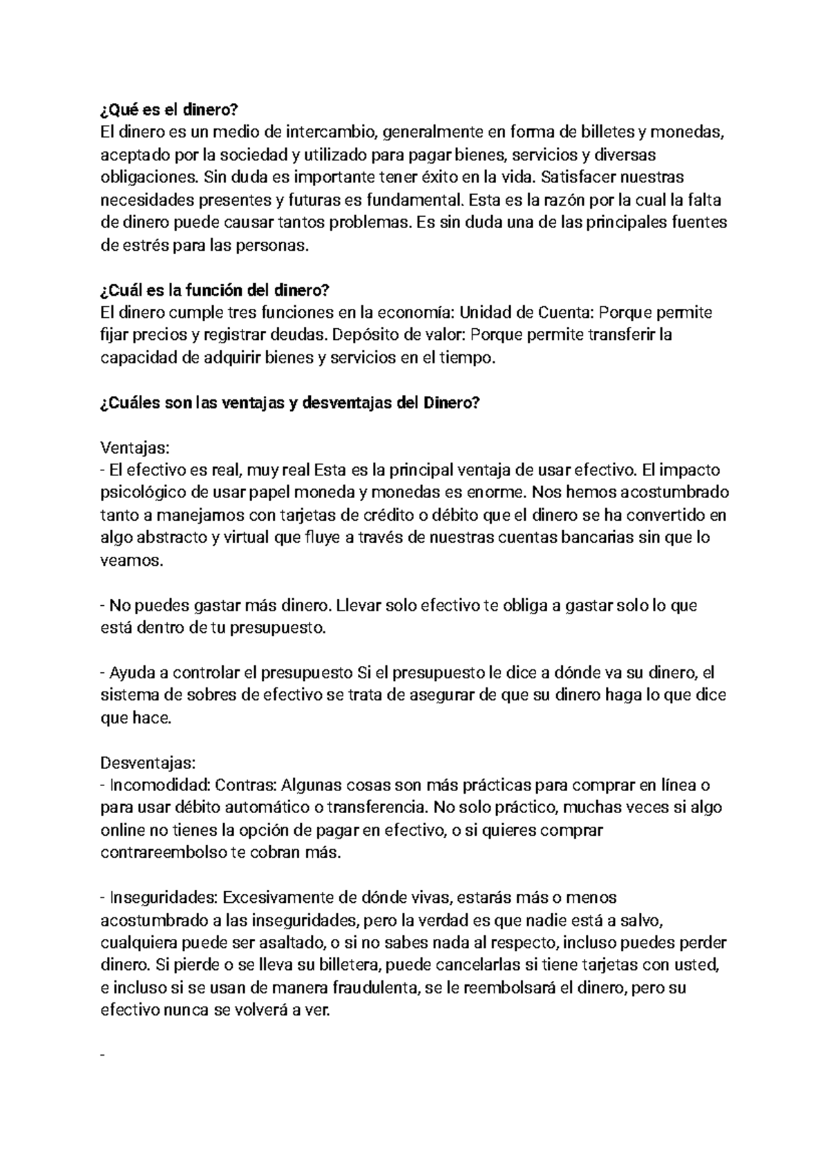 El dinero, significado y origen - ¿Qué es el dinero? El dinero es un ...