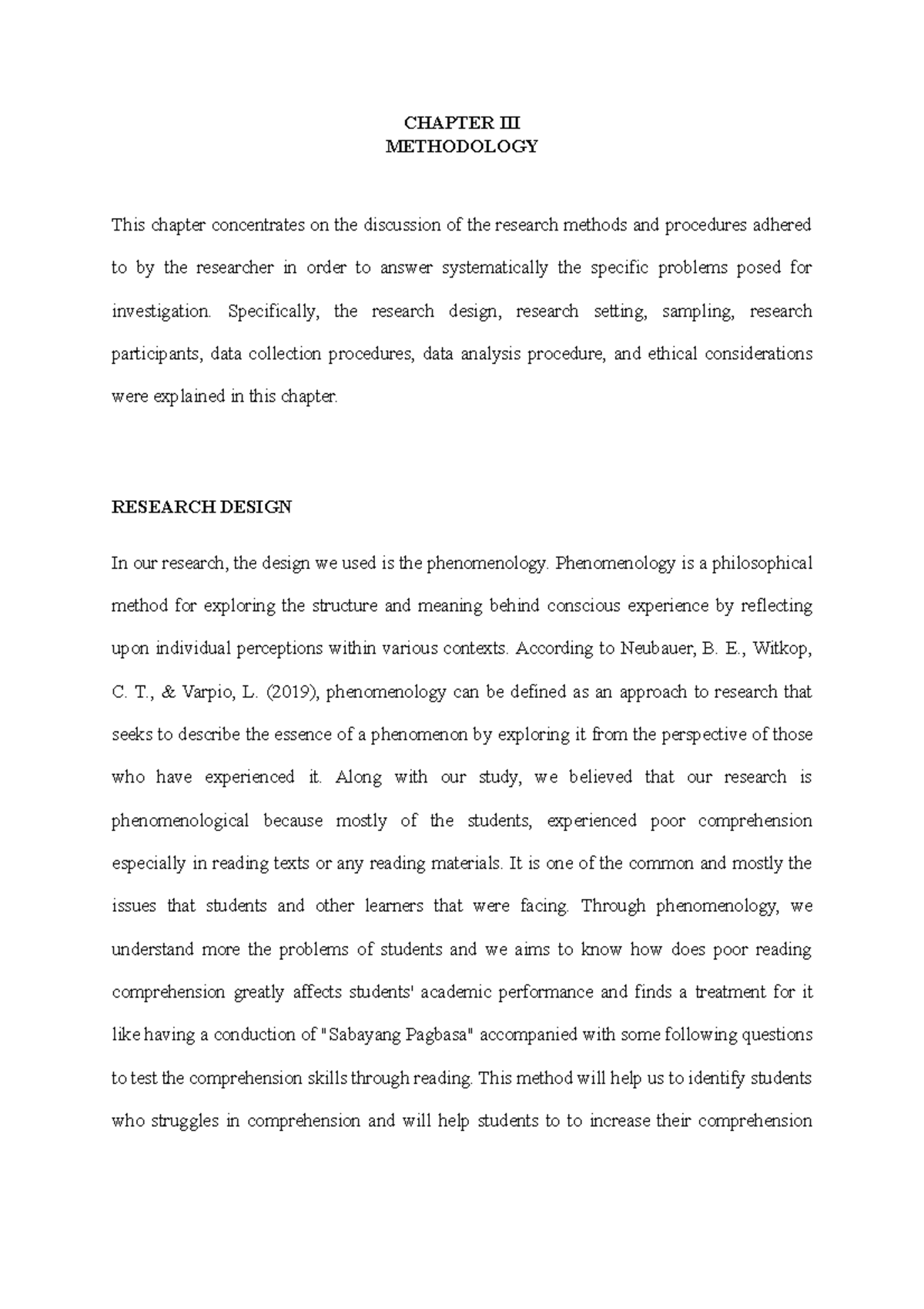 Chapter 3( Research) - CHAPTER III METHODOLOGY This chapter ...