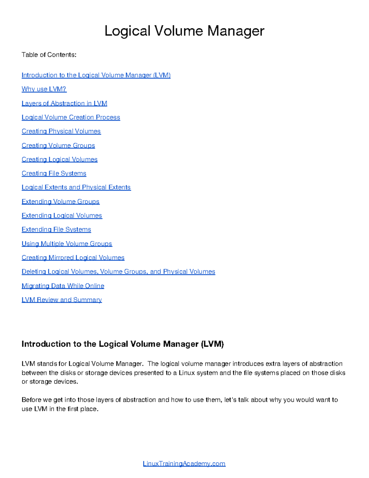 Lvm linux volume manager tutorial handout - Logical Volume Manager ...