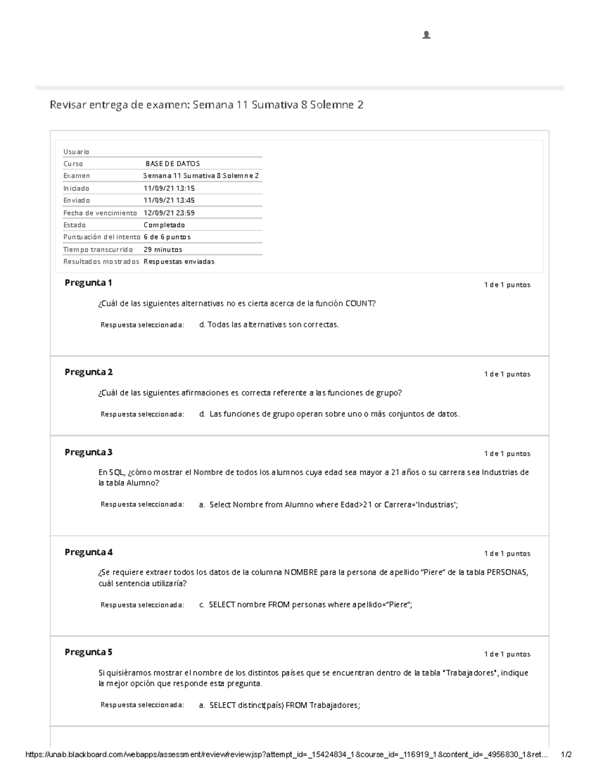 Examen Semana 11 Sumativa 8 Solemne 2 - - Studocu