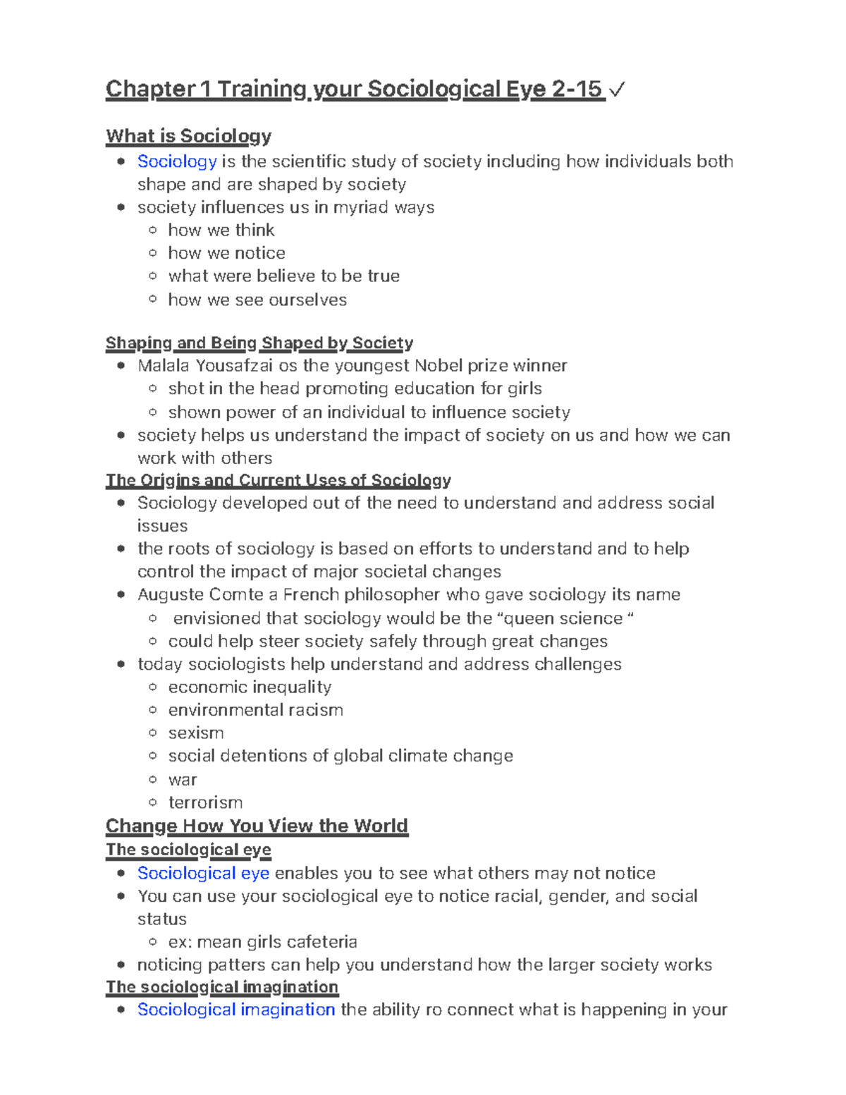 Chapter 1 Training your Sociological Eye 2-15 - - Studocu