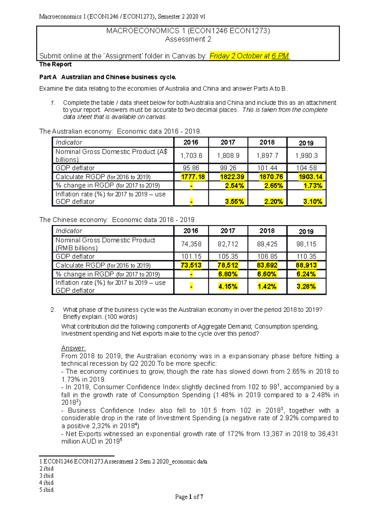 Assignment 2 of Macroeconomics semester 2 - 2020 (individual ...