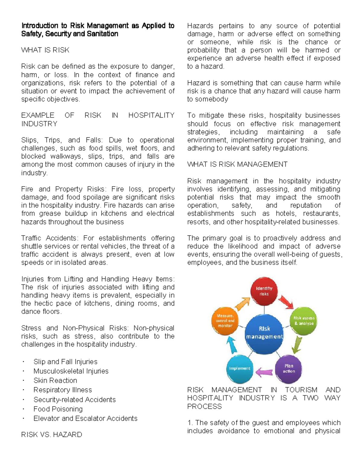 Introduction to Risk Management as Applied to Safe - Introduction to ...