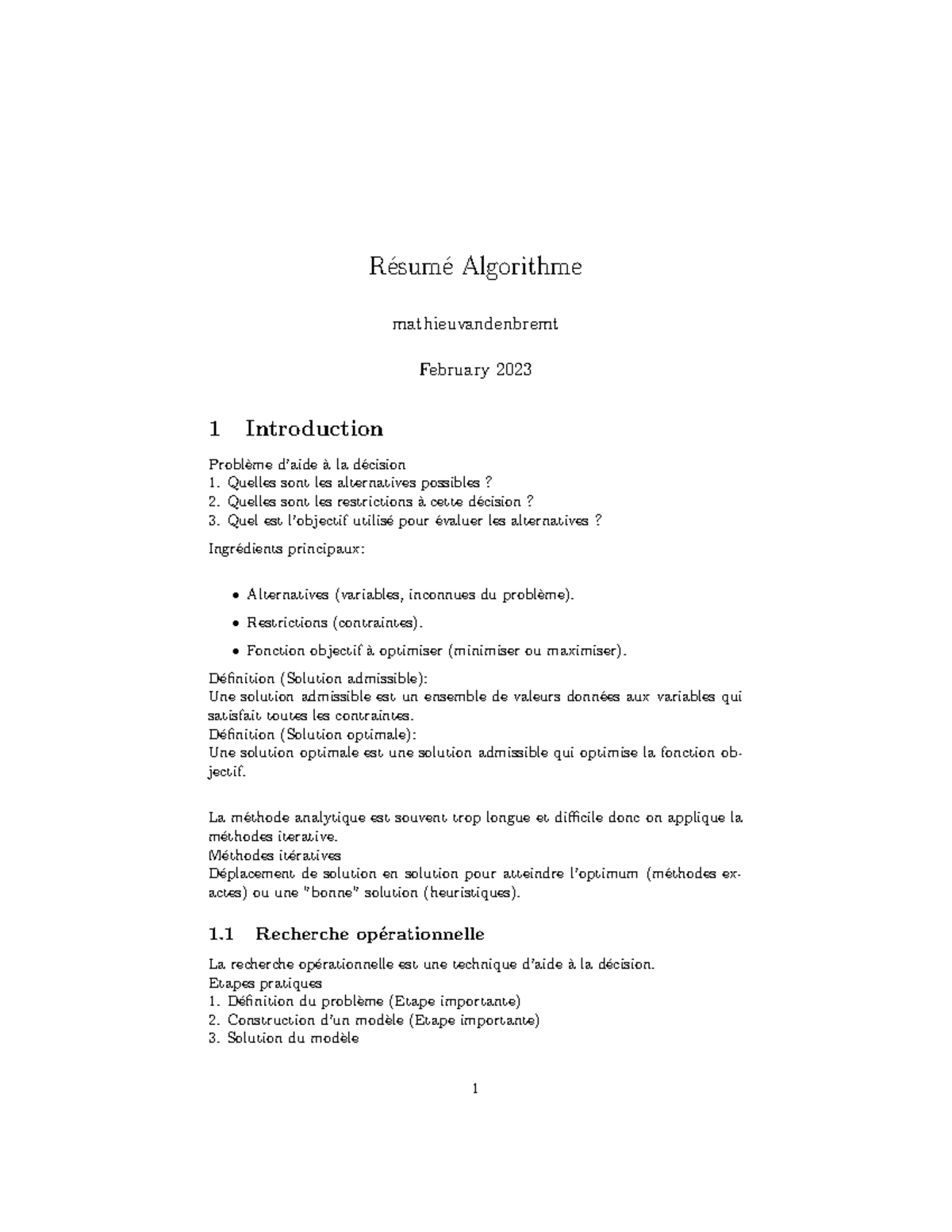 Résumé Algo3 - Un réusmé rapide du cours d'algo - Algorithmique et ...