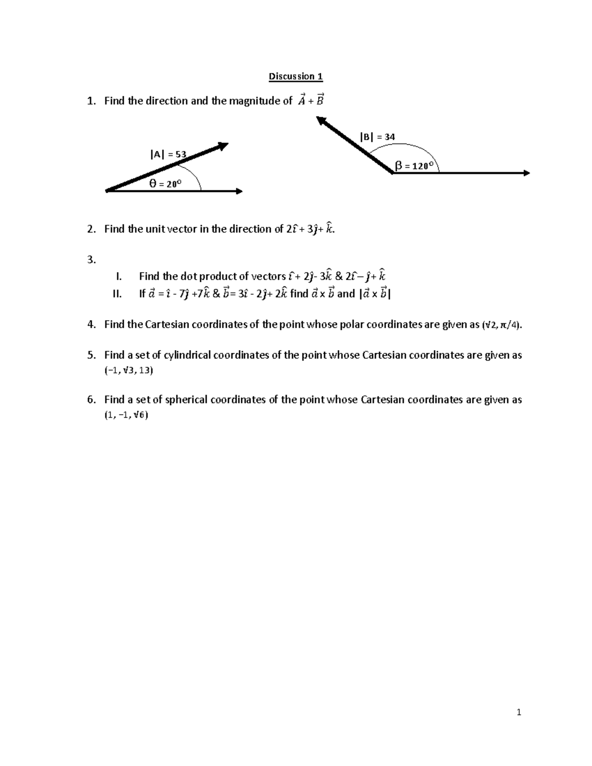 Discussion 1 1602483630 - 1 Discussion 1 Find the direction and the ...