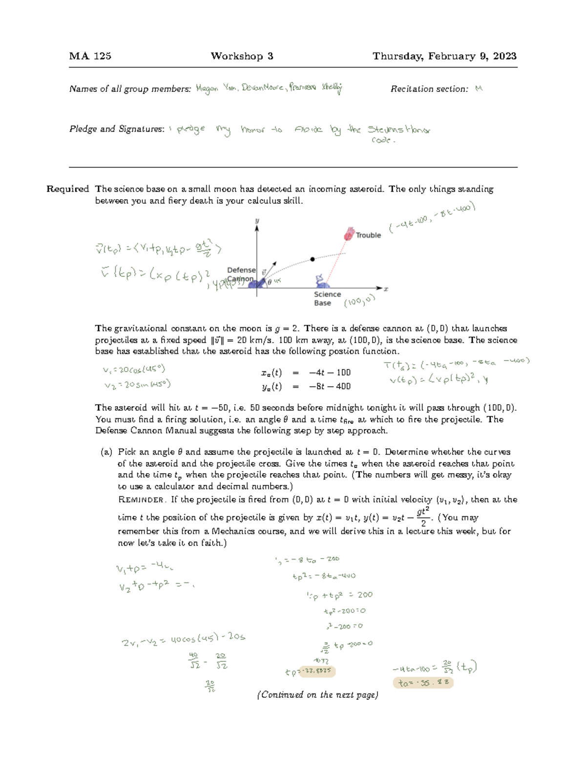 Ma125-23S1-WS3 - Professor: Denis Serbin - MA 125 Workshop 3 Thursday ...