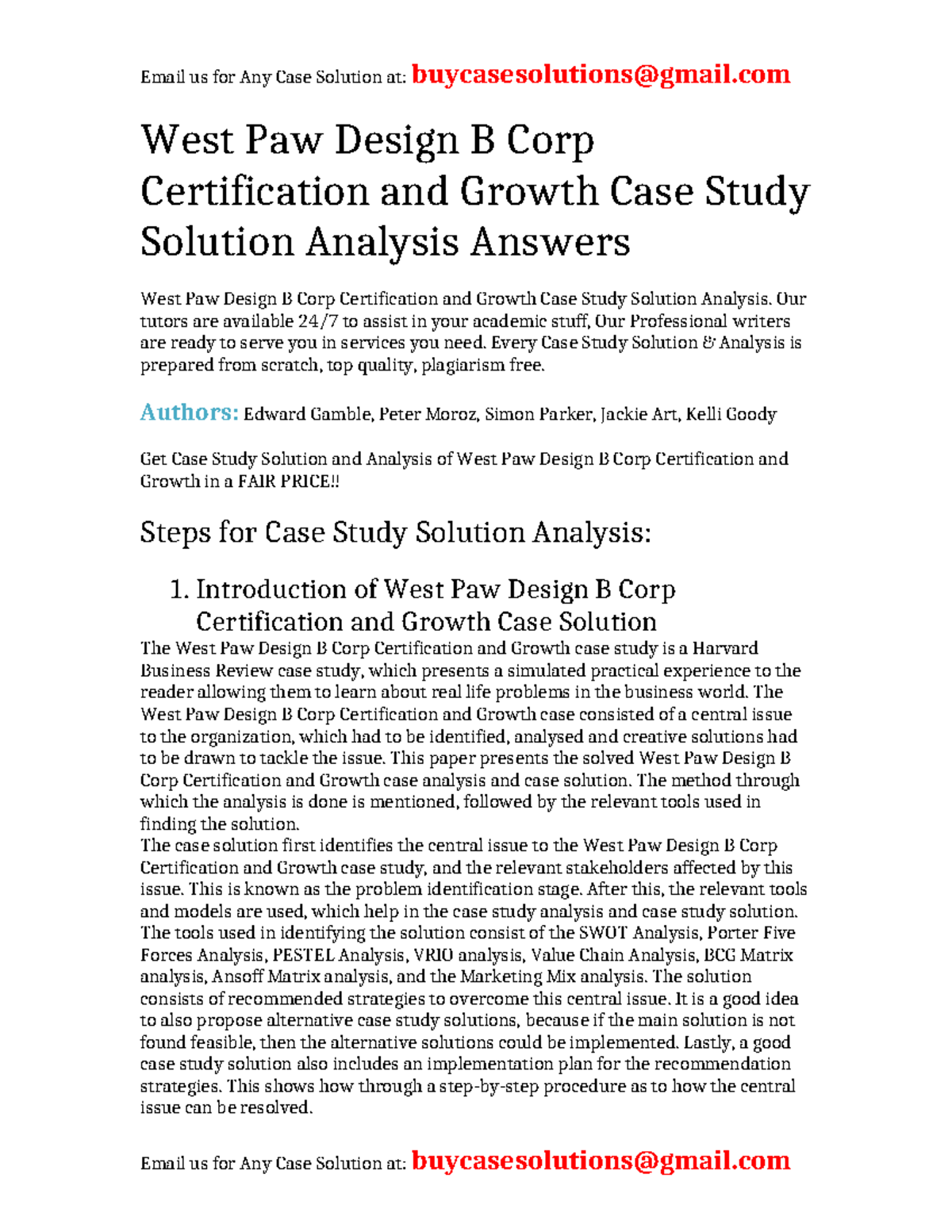 Case Solution West Paw Design B Corp Certification and Growth - West ...