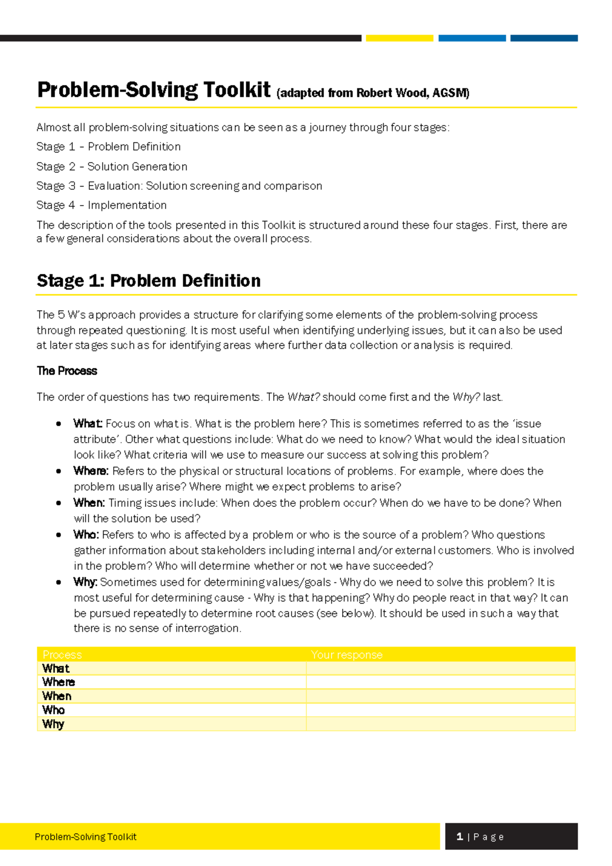 Problem Solving Toolkit - Problem-Solving Toolkit (adapted from Robert ...