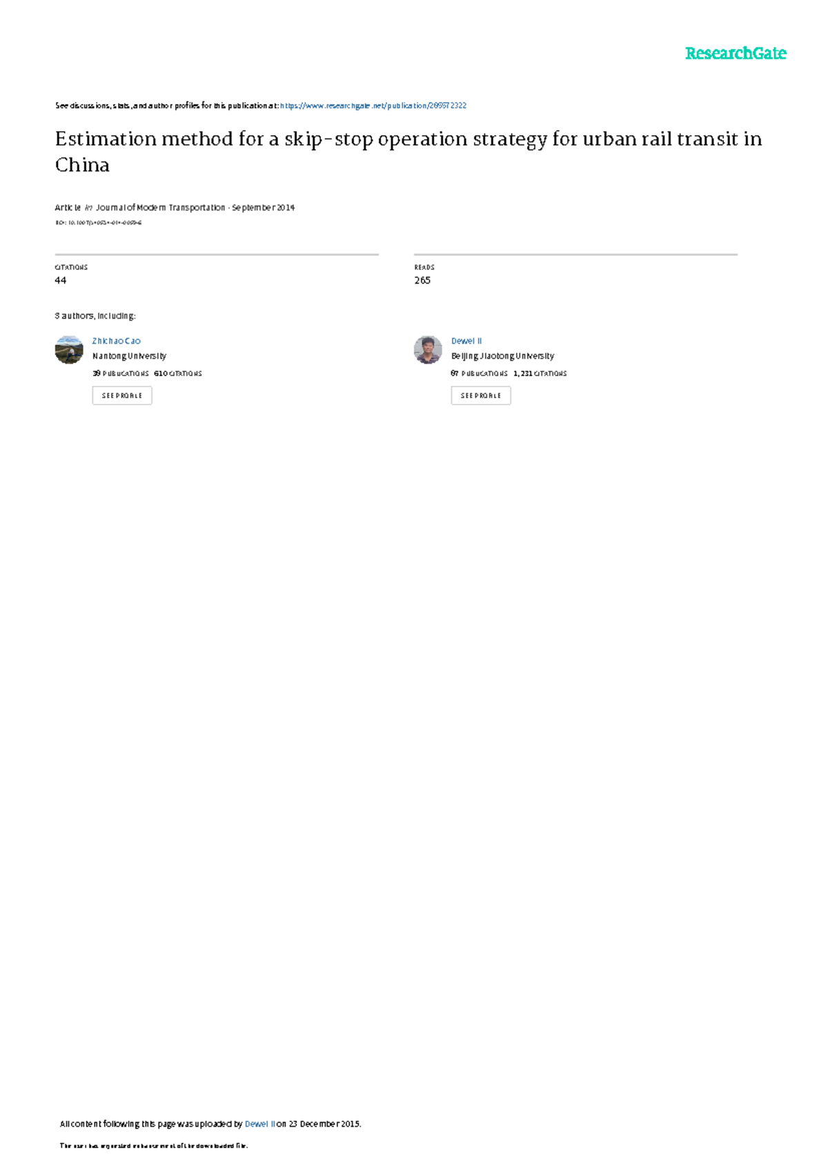 Estimation method for a skip-stop operation strate - See discussions, stats, and author profiles ...