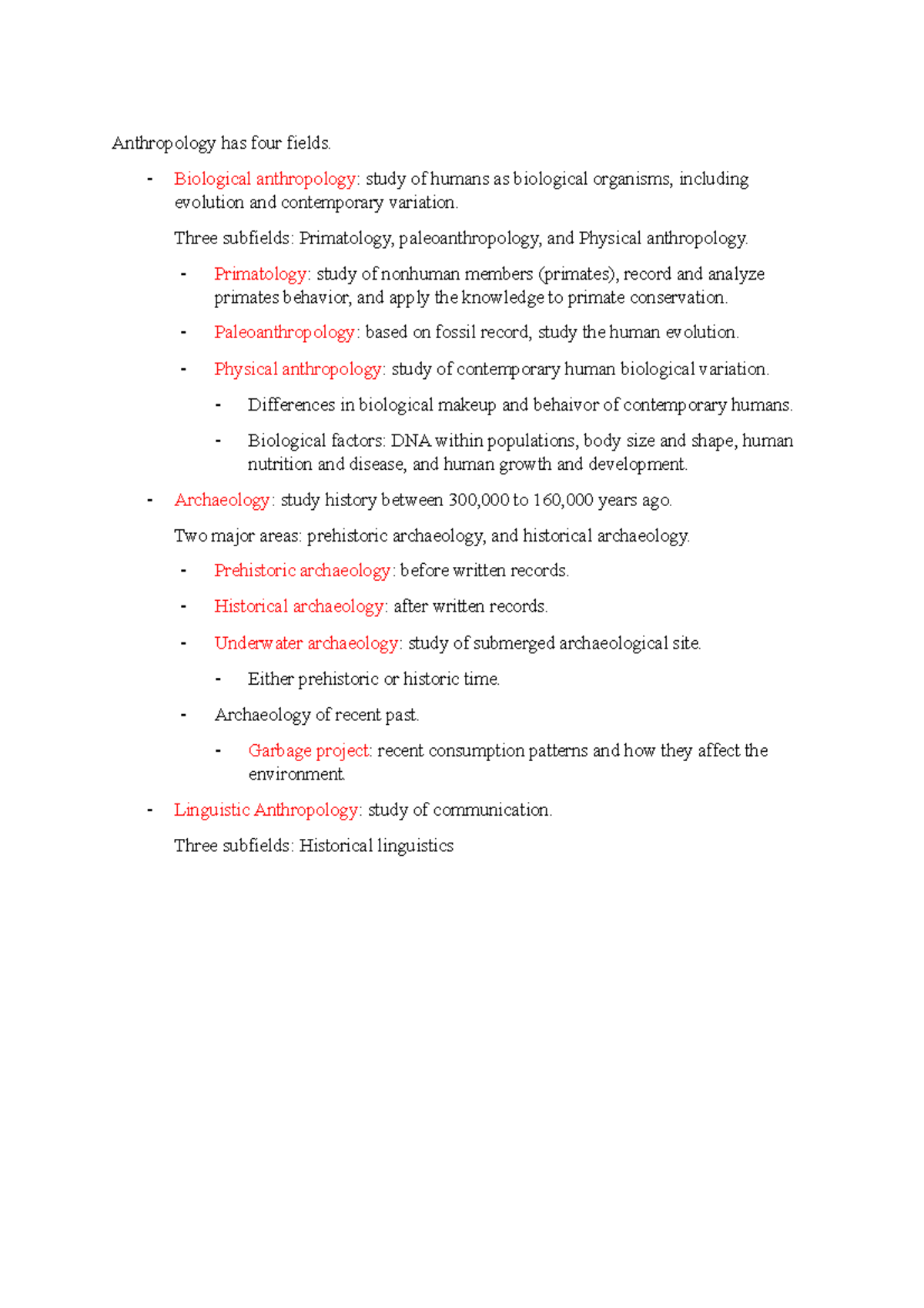 CH 1 - sdfds - Anthropology has four fields. - Biological anthropology ...