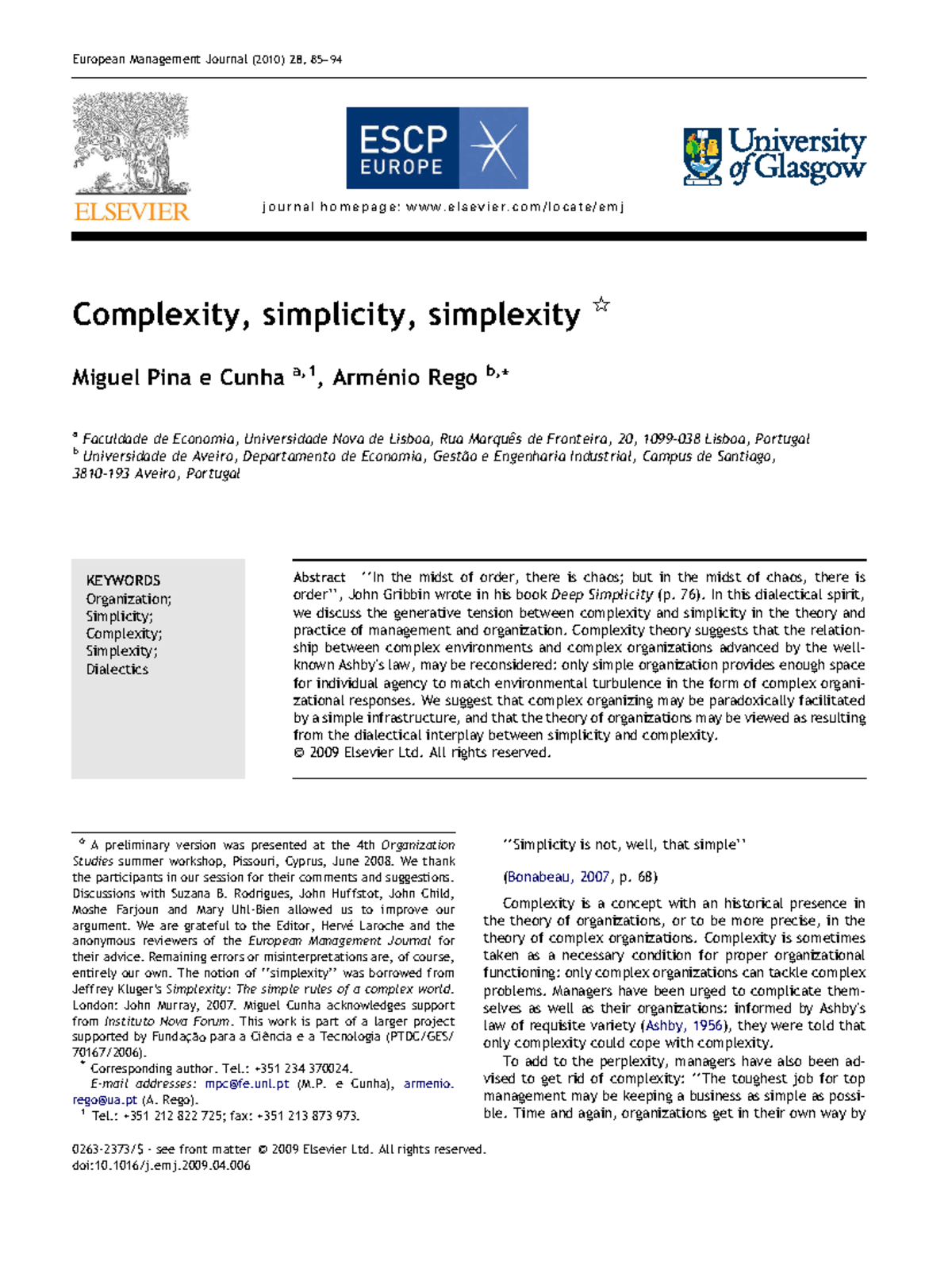 Complexity, simplicity, simplexity - Complexity, simplicity, simplexity ...