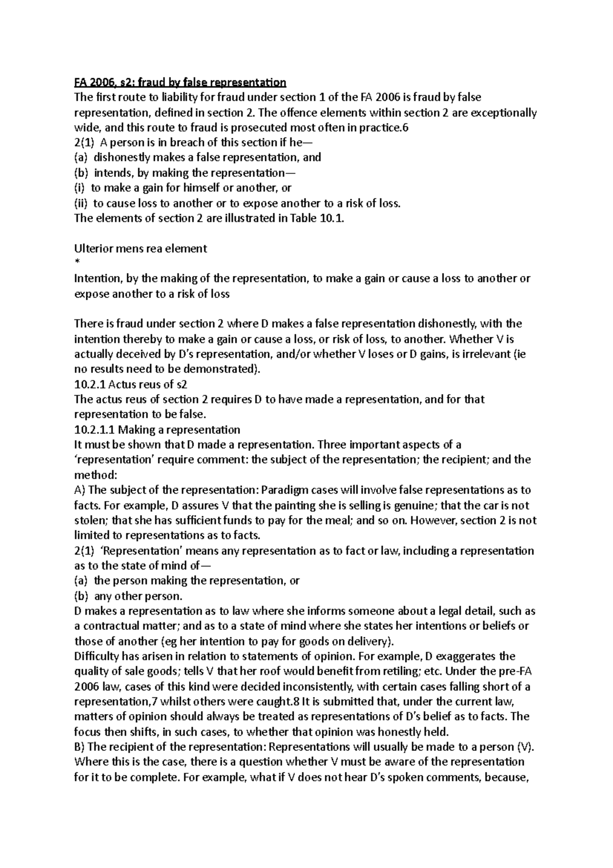 FA 2006 , s2- fraud by false representation - The offence elements ...