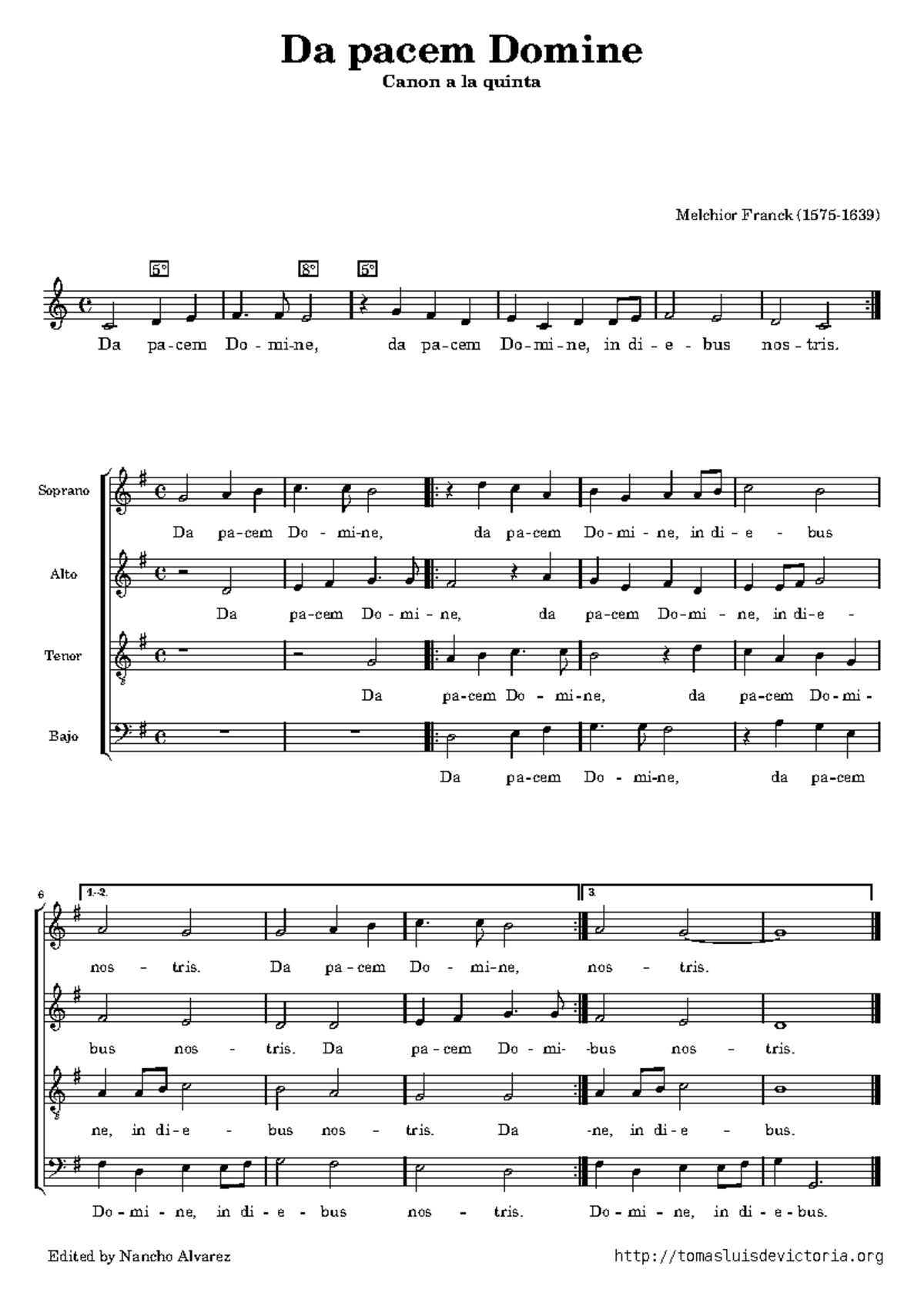 Frank-Da Pacem Domine - Así está bien - Da pacem Domine Canon a la ...