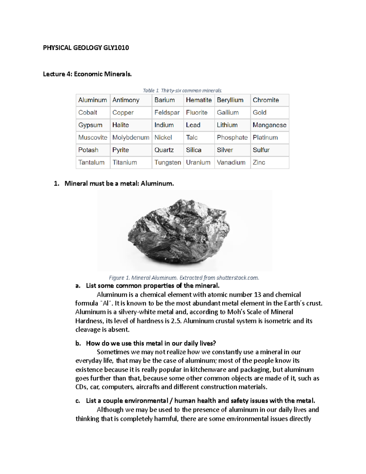 A4-Economic Minerals - Homework questions about economic materials ...