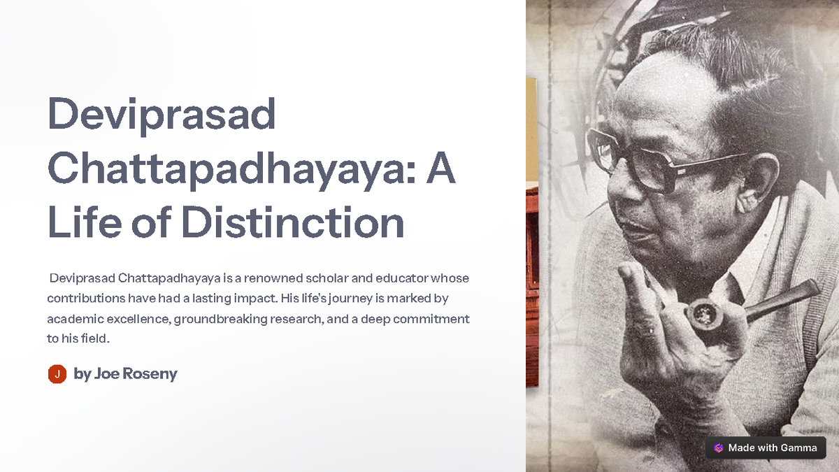 Deviprasad Chattapadhayaya A Life of Distinction - Deviprasad Chattapadhayaya: A Life of ...