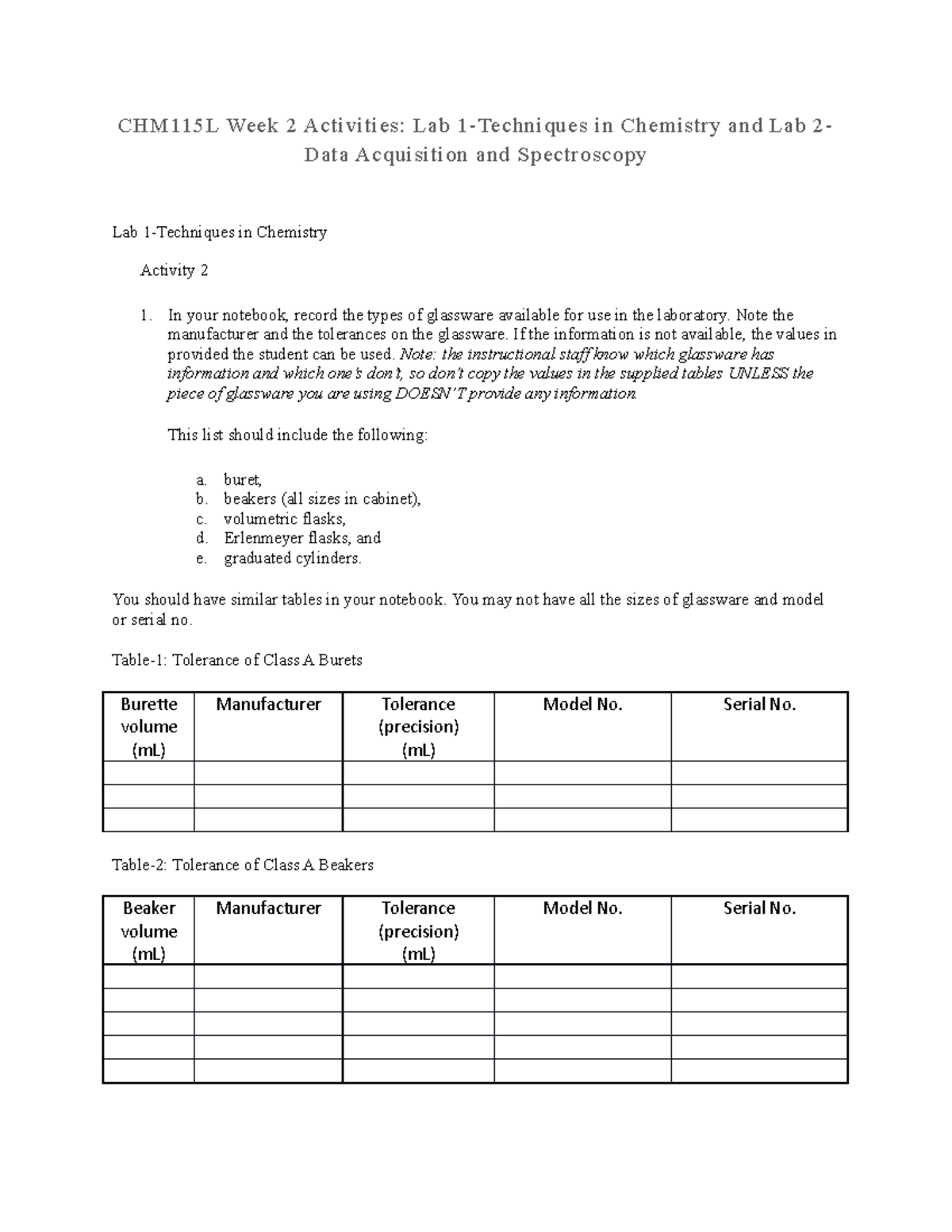 Week-2 activity procedures - CHM115L Week 2 Activities: Lab 1 ...