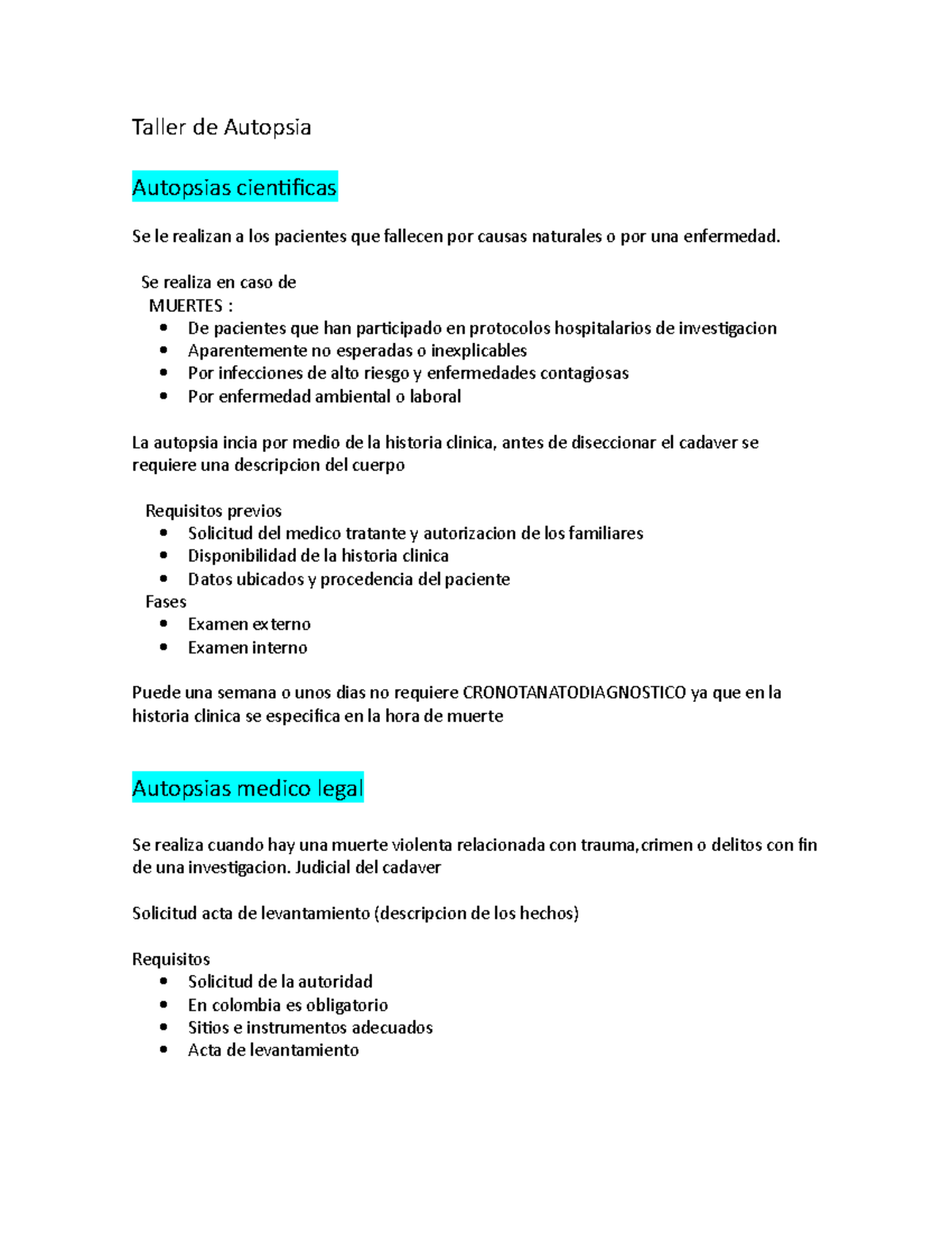 Taller Autopsia Medica - Taller de Autopsia Autopsias cientificas Se le ...