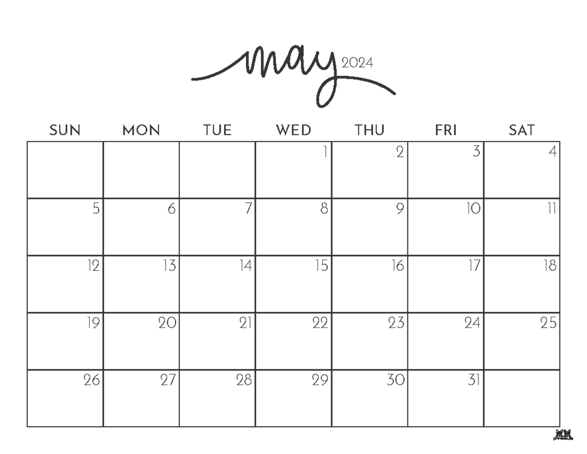 Printable May 2024 Calendar Style 1 - BSN 235 - SUN MON TUE WED THU FRI ...
