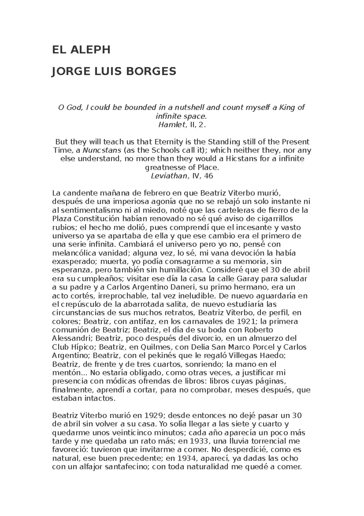 Borges Jorge Luis - El aleph - EL ALEPH JORGE LUIS BORGES O God, I ...