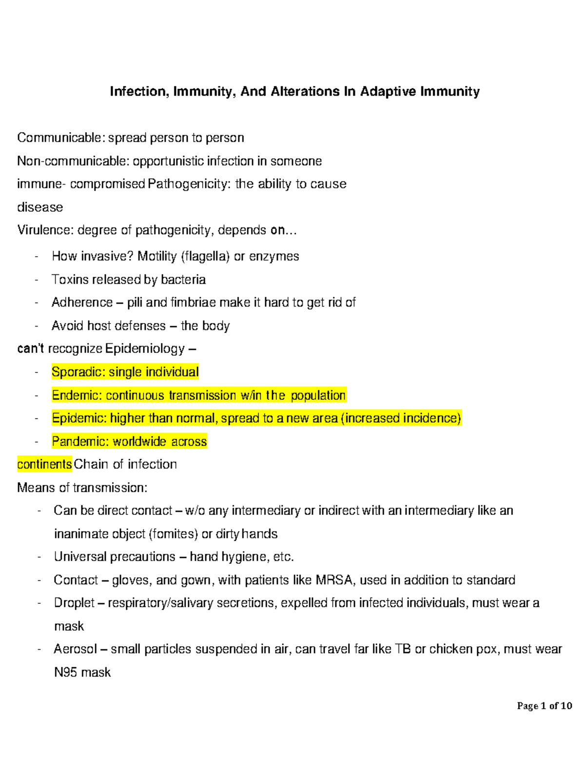 Infection Immunity And Alterations In Adaptive Immunity Infection