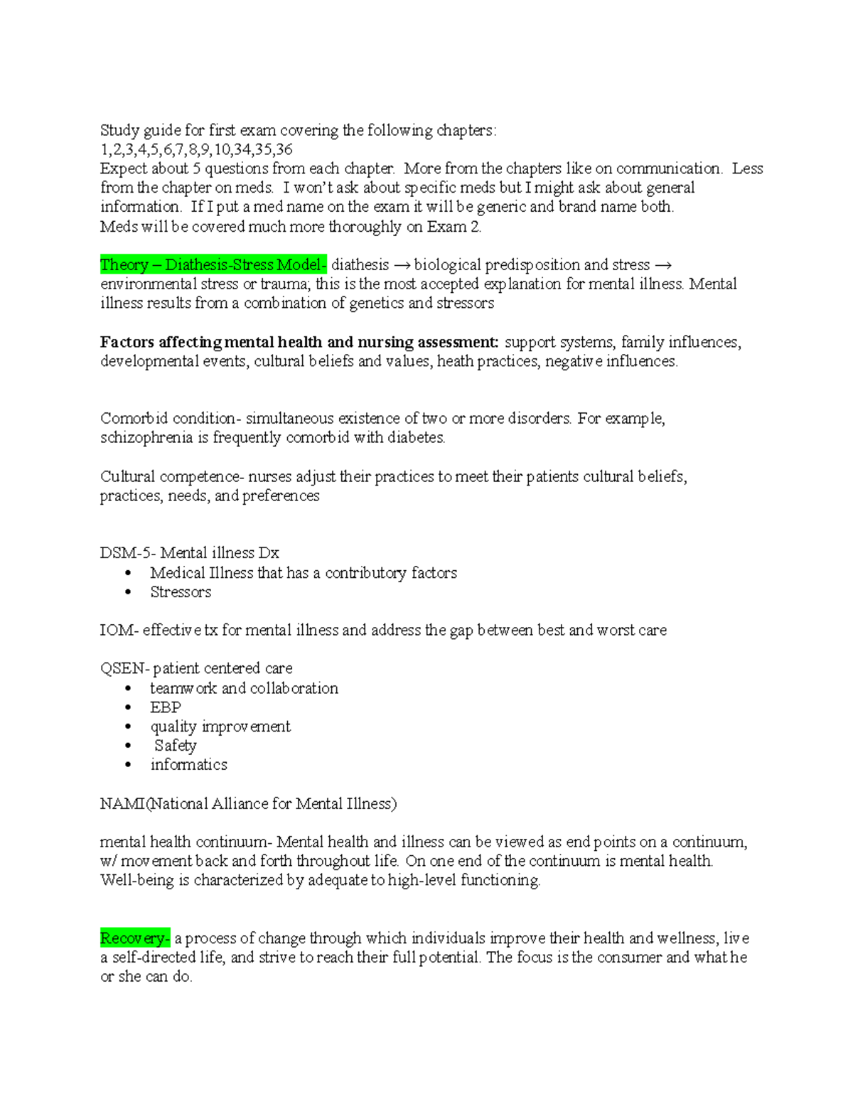 Exam 1 Study Guide - Study guide for first exam covering the following ...