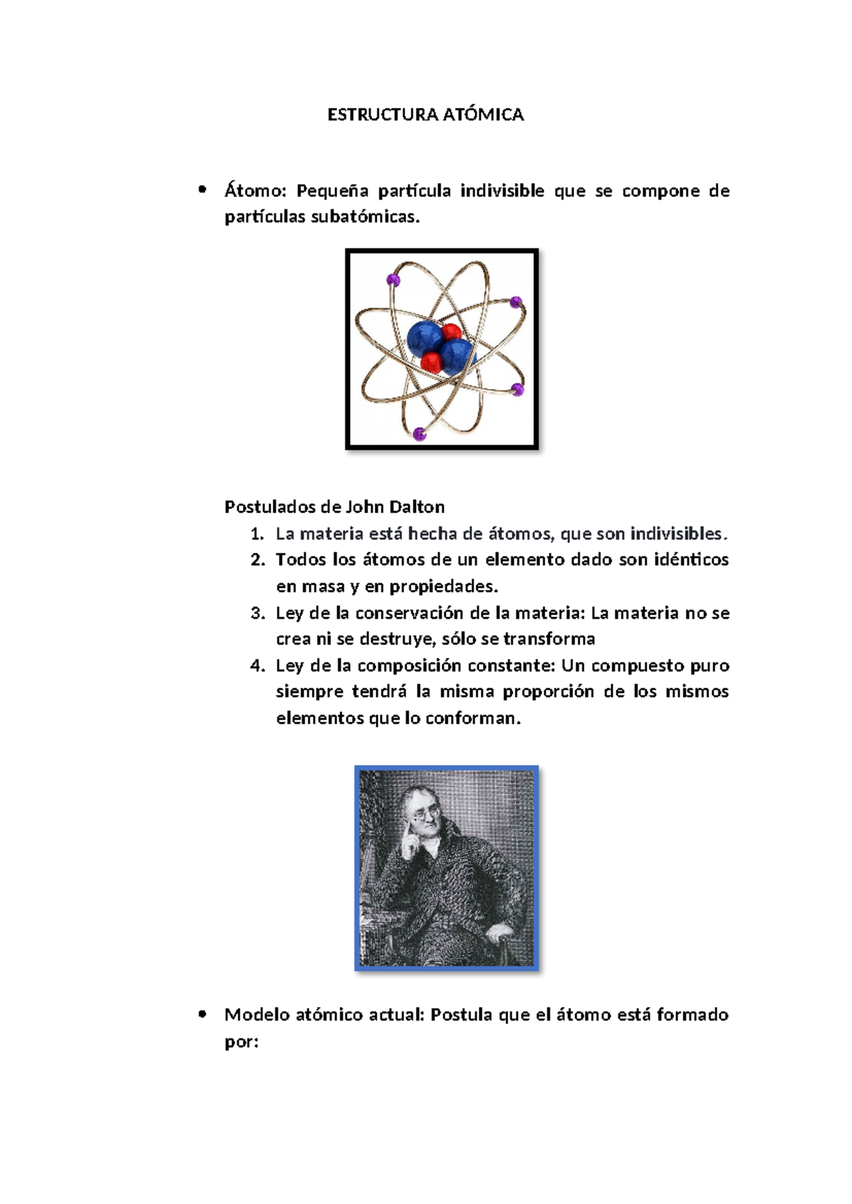 Estructura Atómica (Reparado) - ESTRUCTURA ATÓMICA Átomo: Pequeña ...