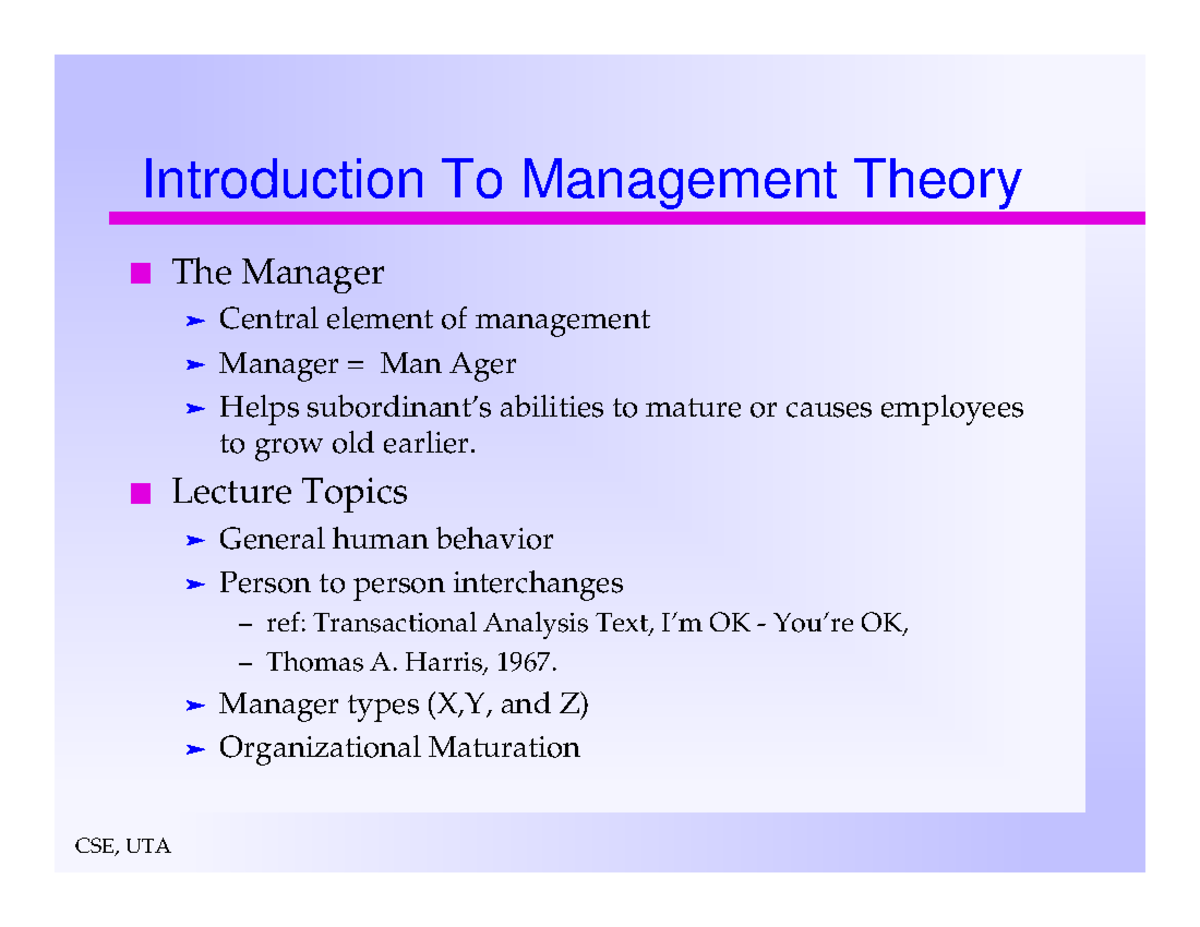 Slides Project Management - Introduction To Management Theory The ...