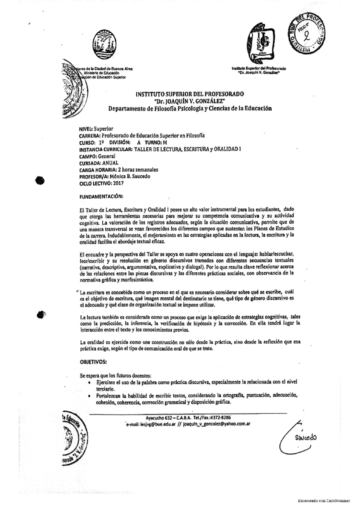 Programa leo 1 - DEL FOUD IN de la Cludad de Buenos Aires Instituto ...