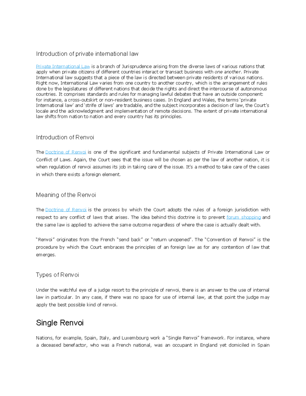 Doctrine of renvoi ruff data - ####### Introduction of private ...