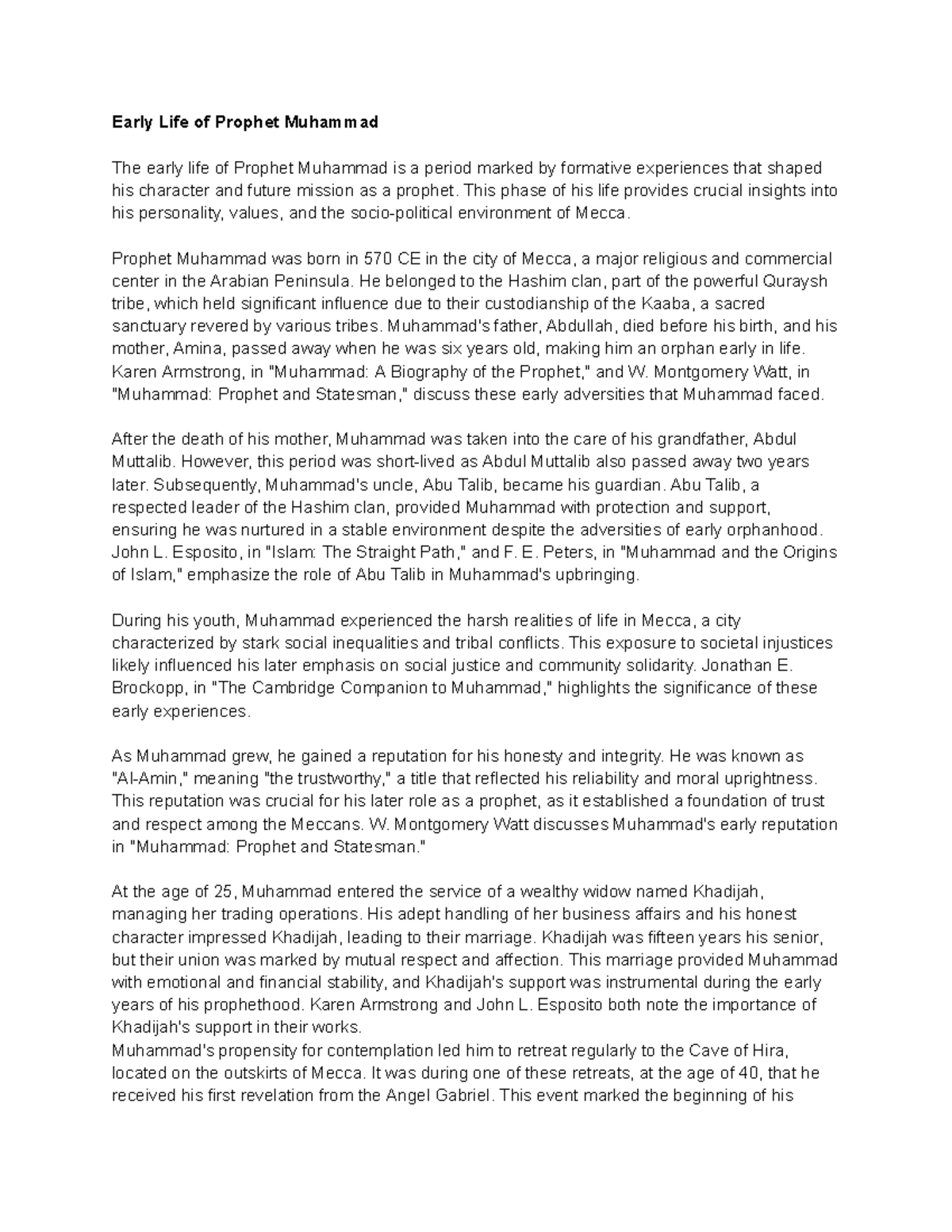 Early life and teachings of Prophet - Early Life of Prophet Muhammad ...