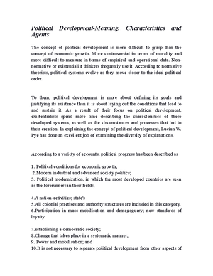 Political Development-Meaning, Characteristics and Agents - Political ...